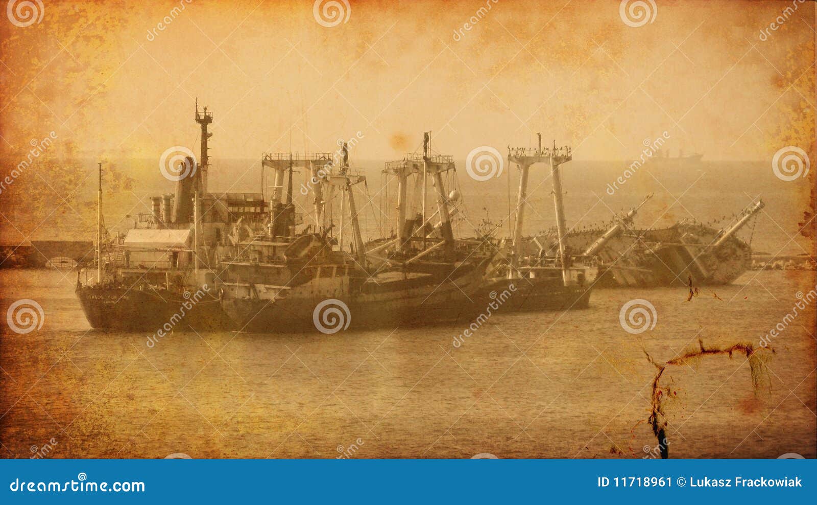 Vintage Image of Wreck Old Ship Wreck Stock Image - Image of blue ...