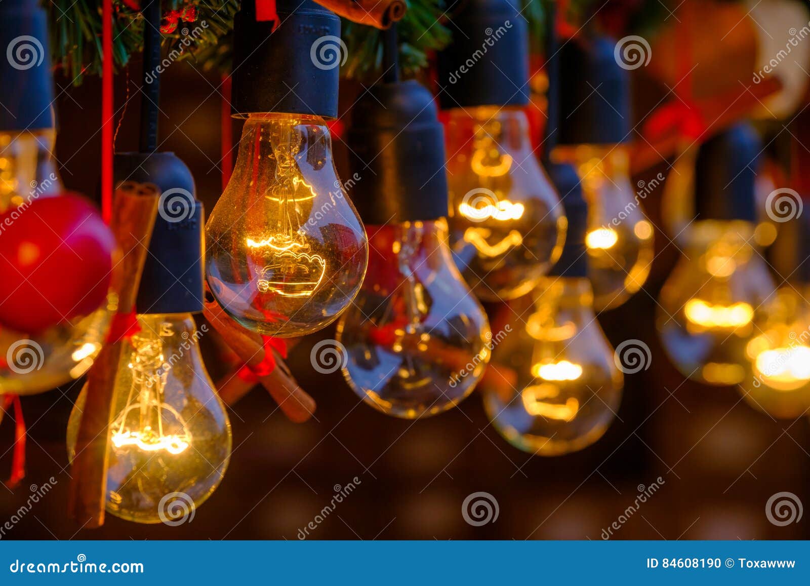 Vintage Incandescent Lamps As Decorative Element Stock Photo - Image of ...