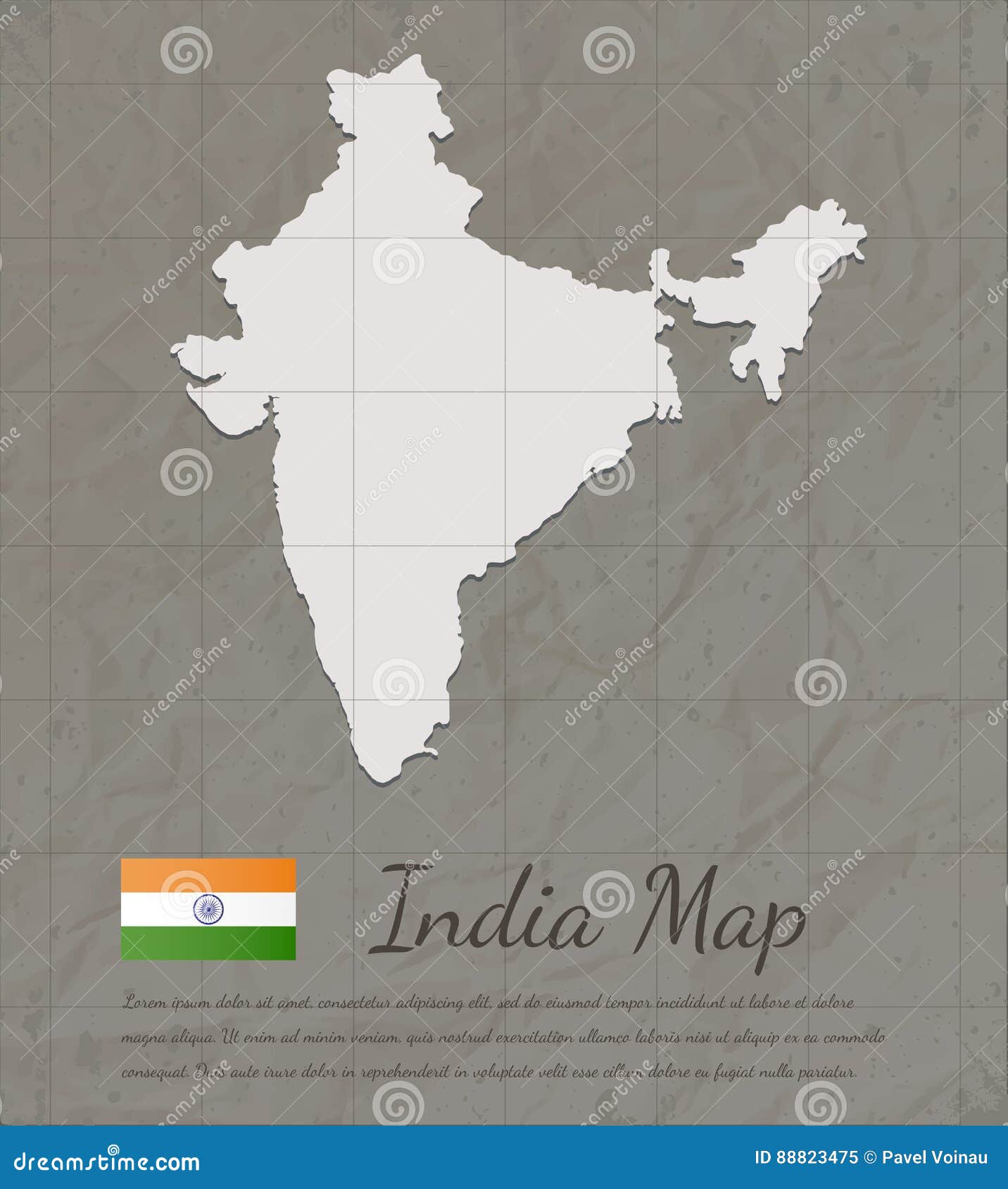Vintage India Map. Paper Card Map Silhouette. Vector | CartoonDealer ...