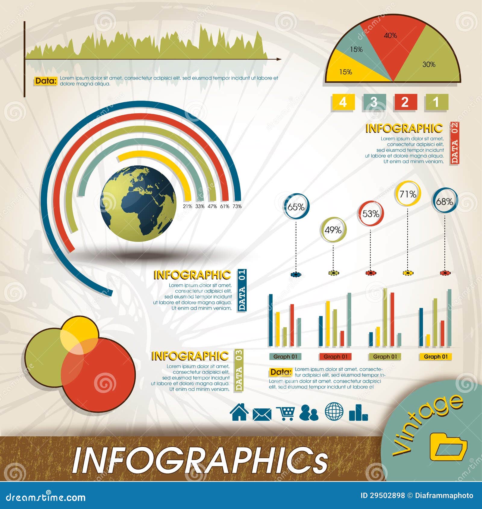 Vintage Infographic Design Collection, Charts and Stock Vector ...