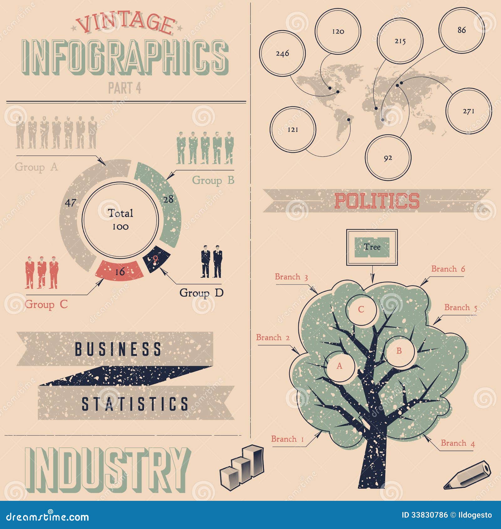 Vintage Infographics Design Elements Stock Vector - Illustration of ...
