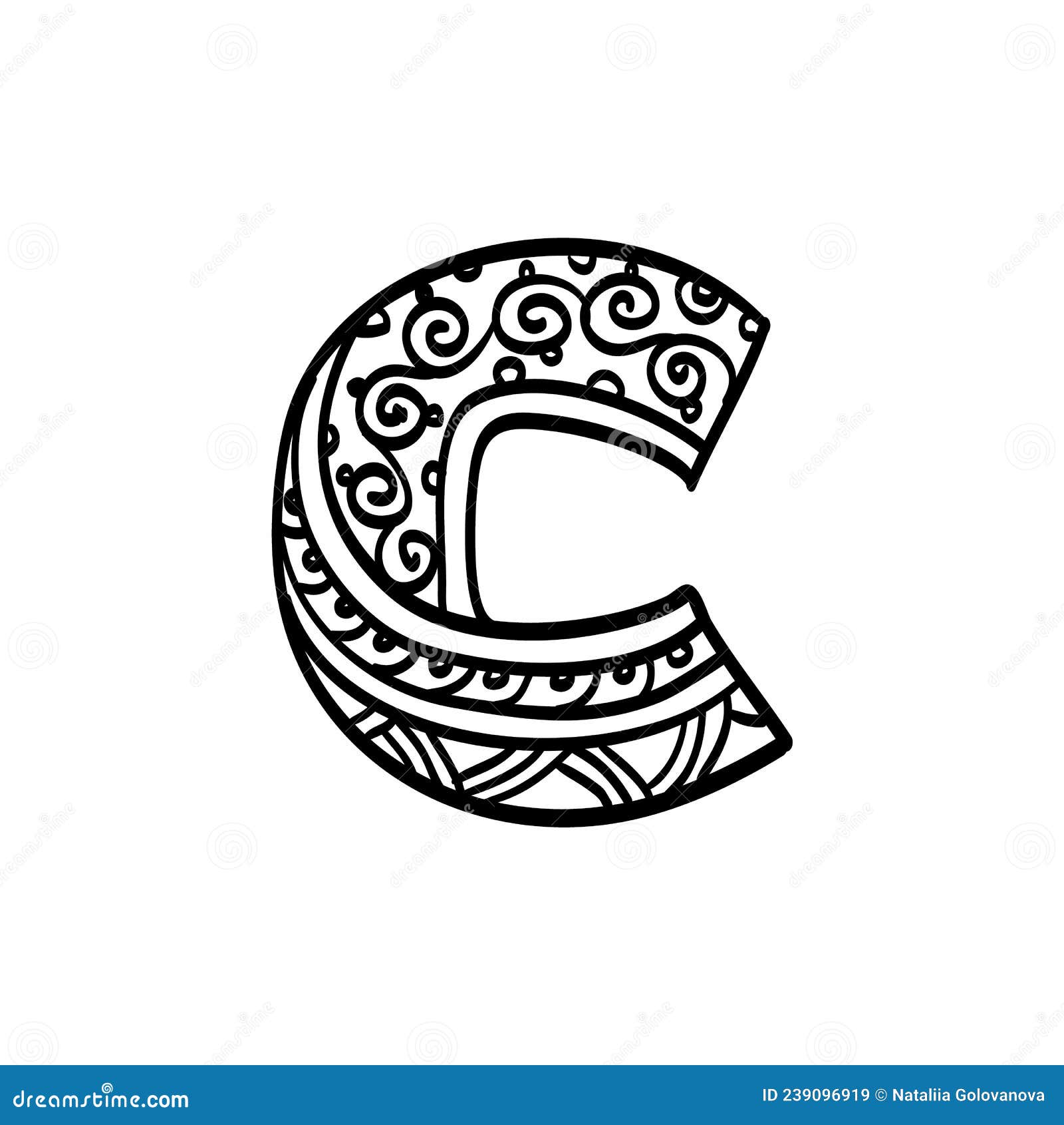 Vintage initial letter C. stock vector. Illustration of elements ...