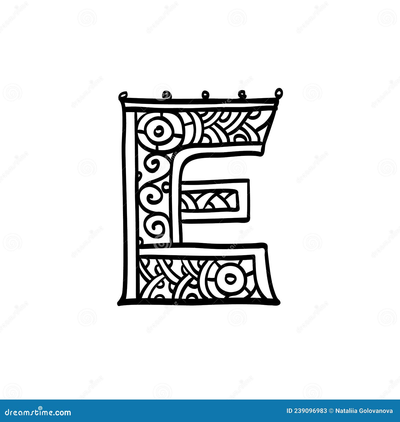 Vintage initial letter E. stock vector. Illustration of text - 239096983