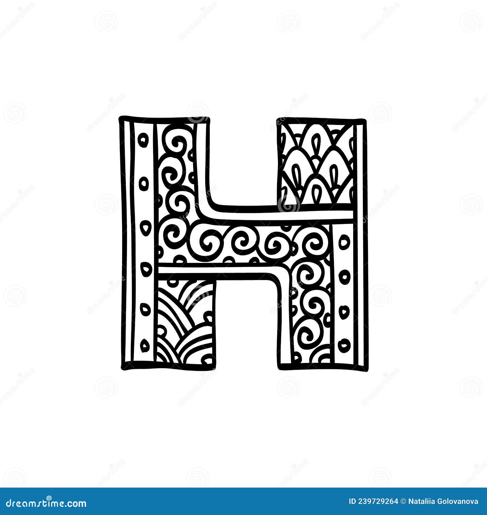Vintage initial letter H. stock vector. Illustration of elements ...