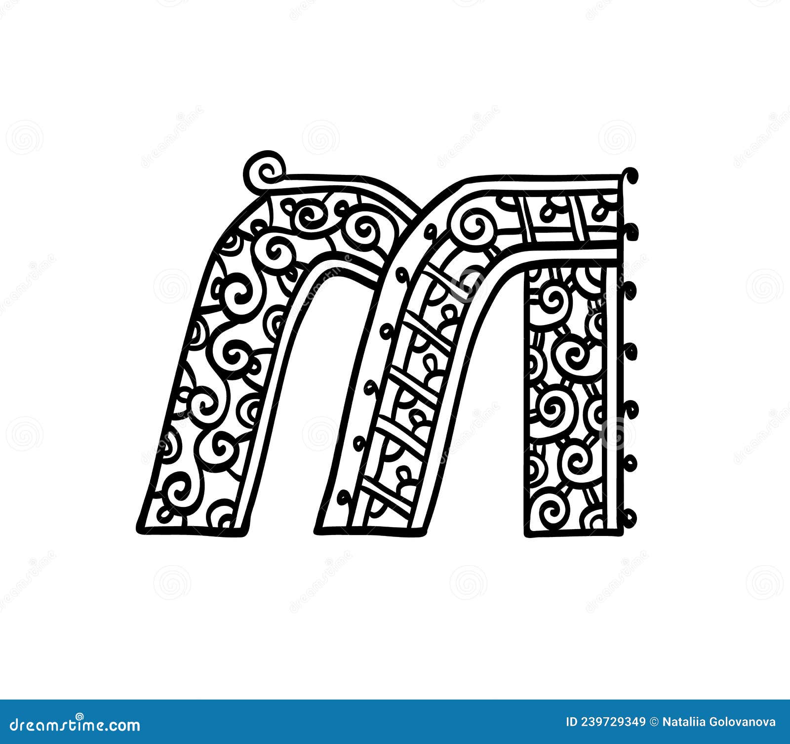 Vintage initial letter M. stock vector. Illustration of boho - 239729349