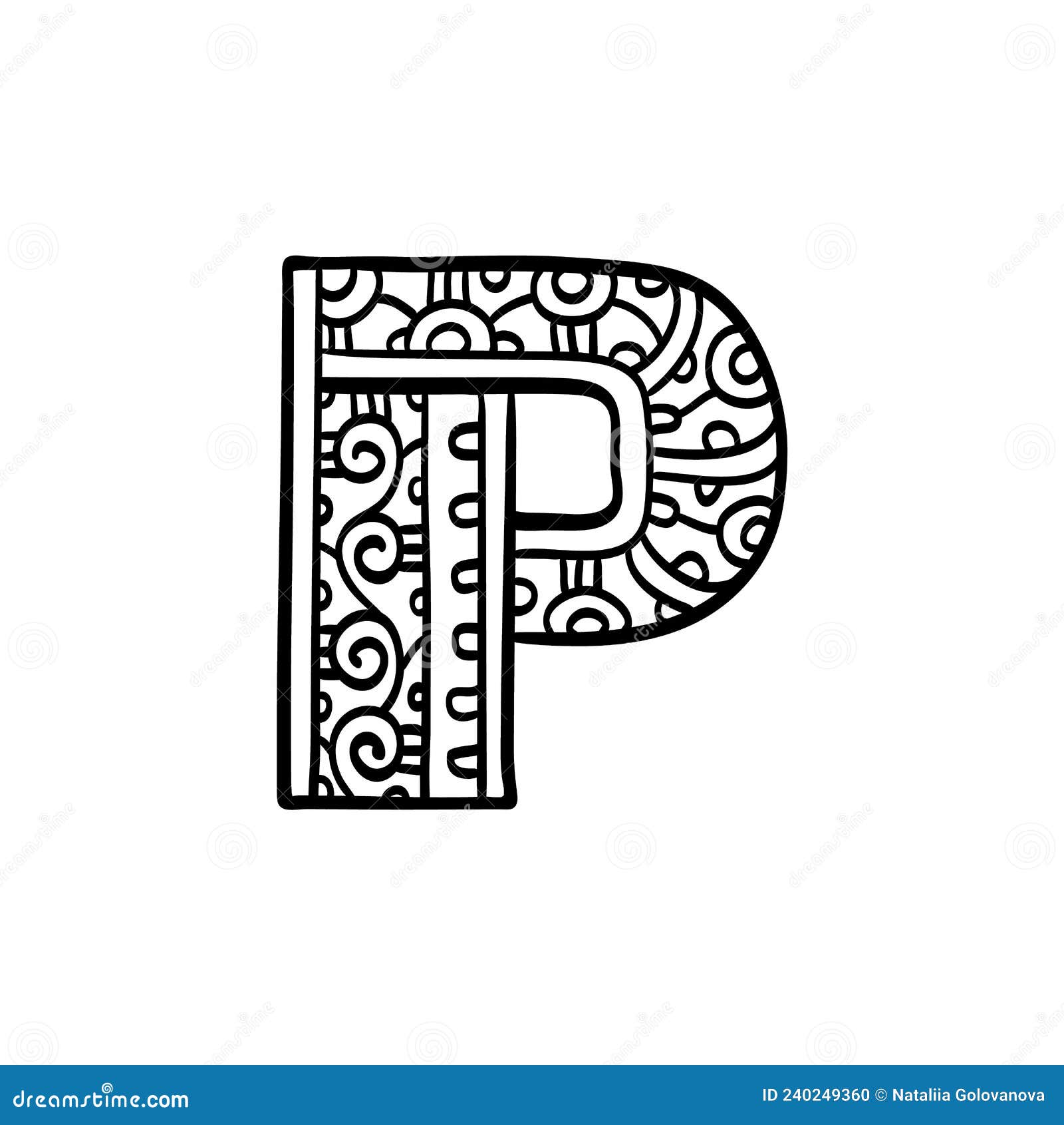 Vintage initial letter P. stock vector. Illustration of ethnic - 240249360