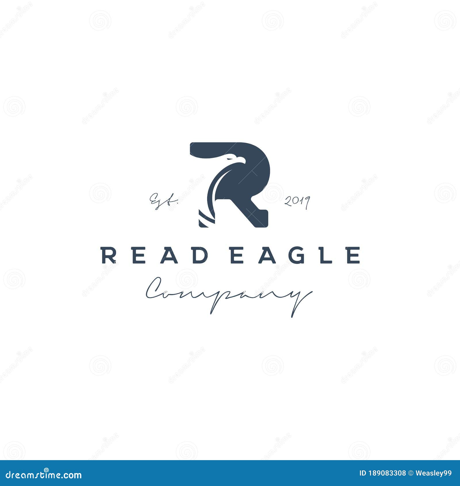 Vintage Initial Letter R with Eagle Logo Design Stock Vector ...