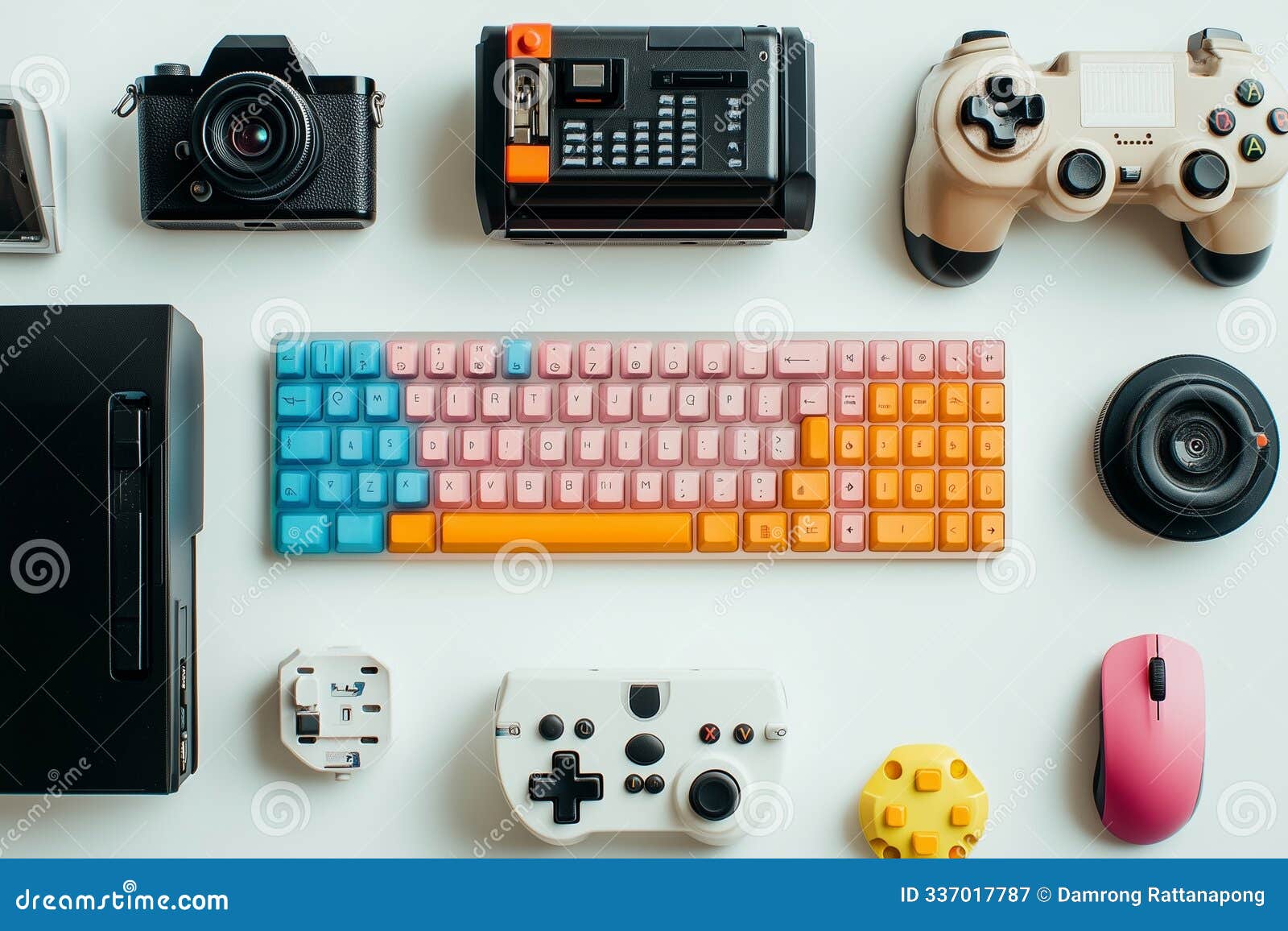 Vintage Inspired Flat Lay of Retro Technology Items Stock Image - Image ...