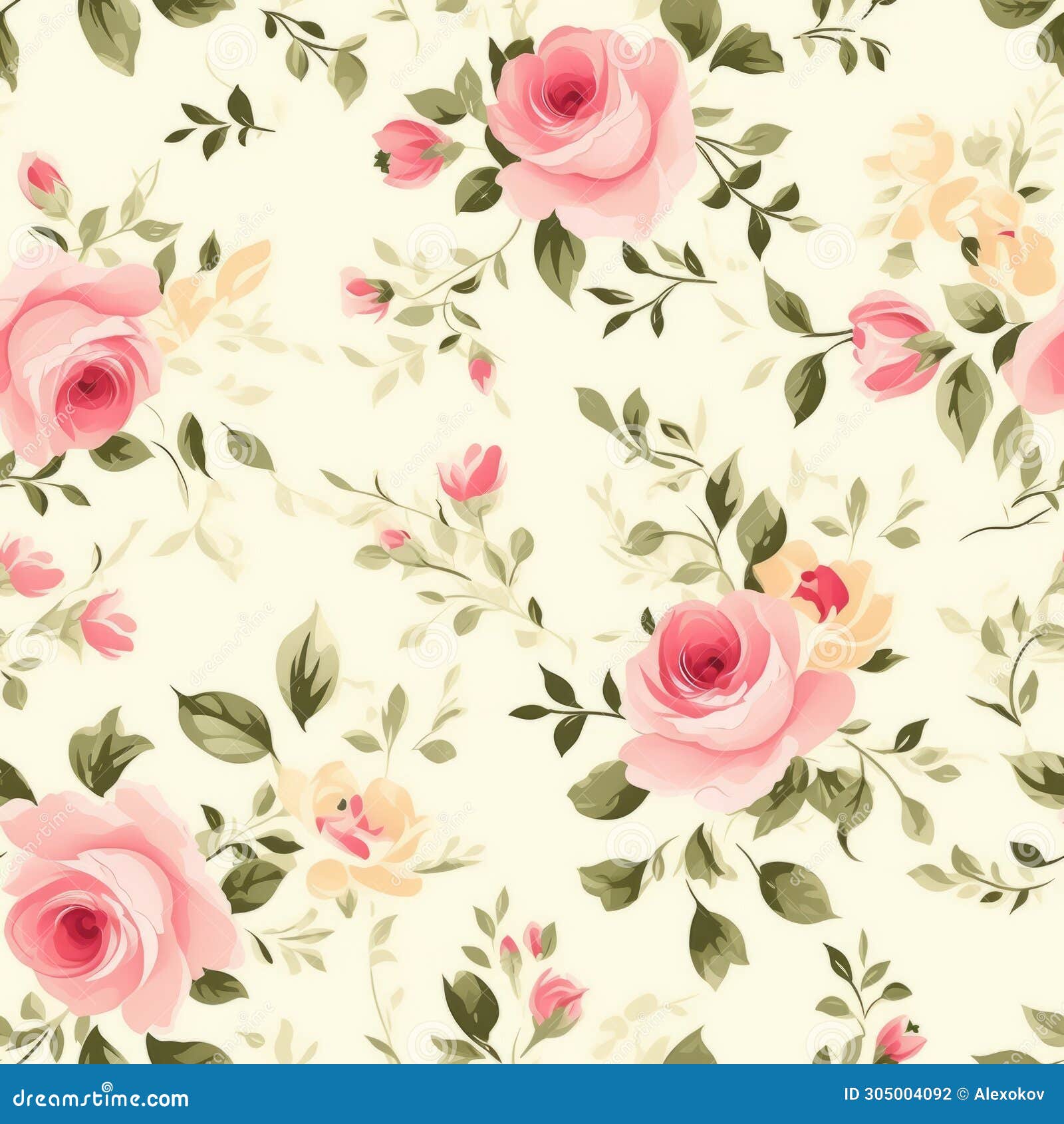 Vintage-inspired Pattern with Small Delicate Roses AI Generated Stock Illustration ...