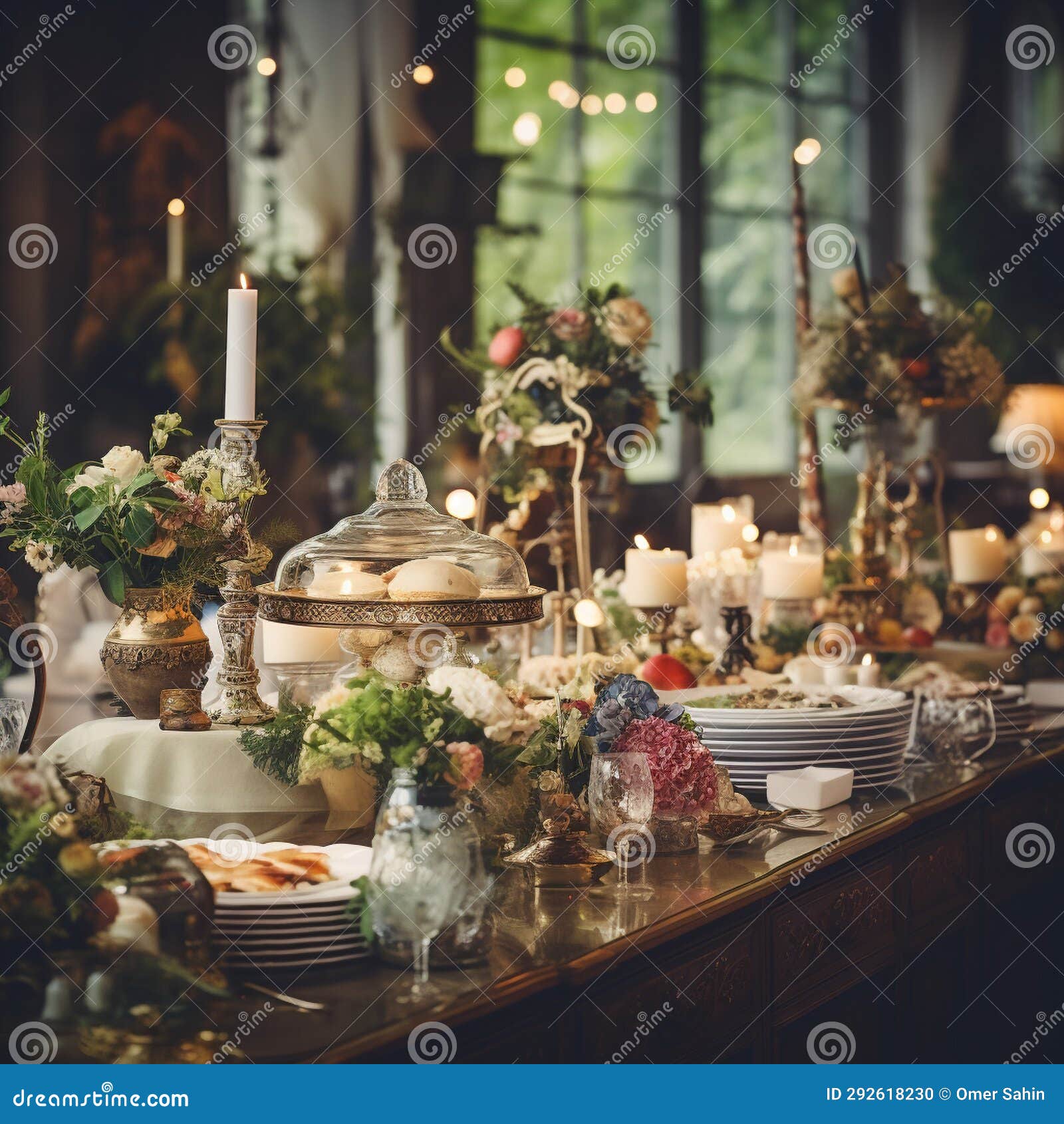 Vintage-inspired Reception Buffet Setup Stock Photo - Image of design ...