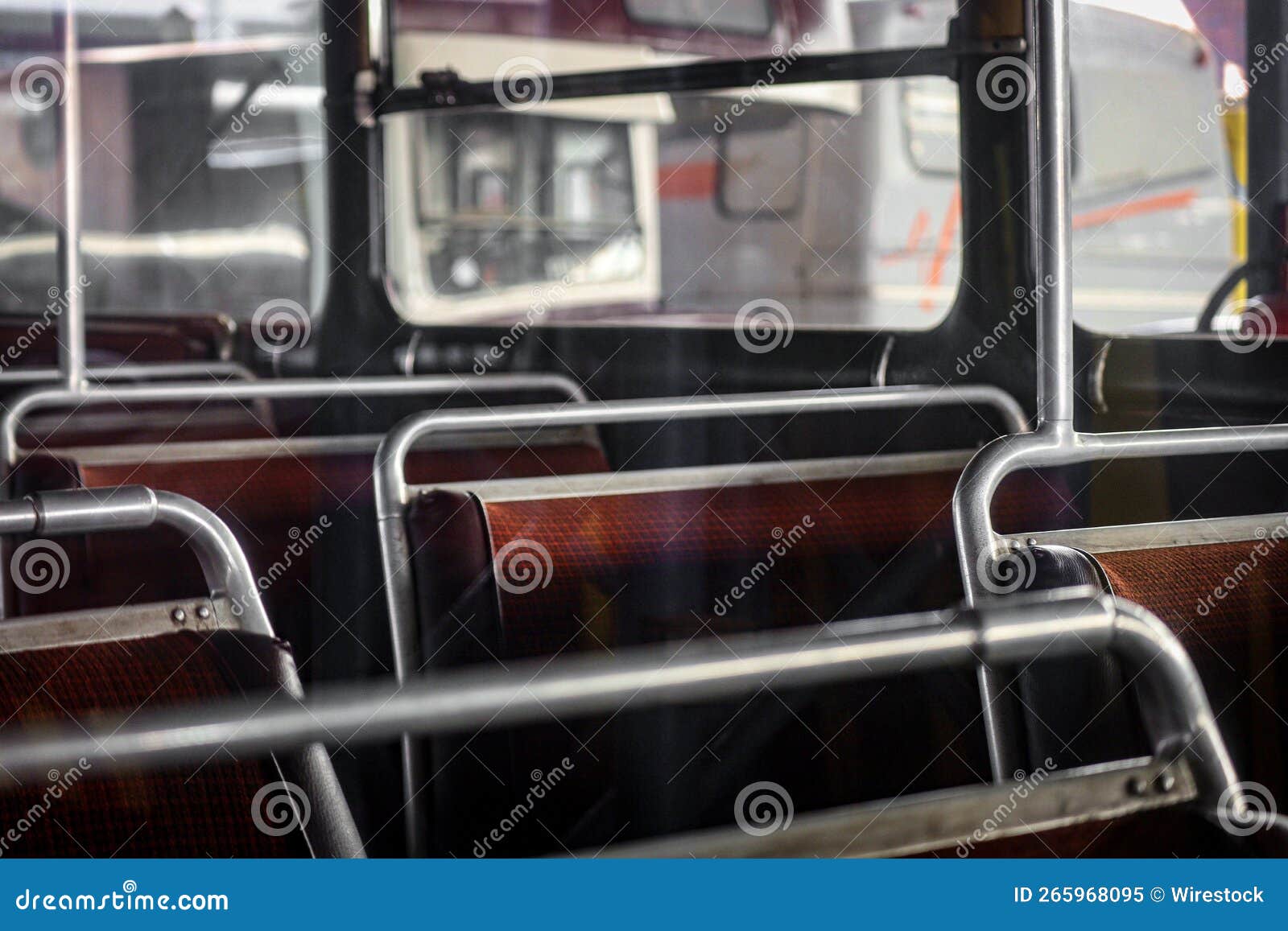 Vintage Interior of an Old Abandoned School Bus with Red Seats Stock ...