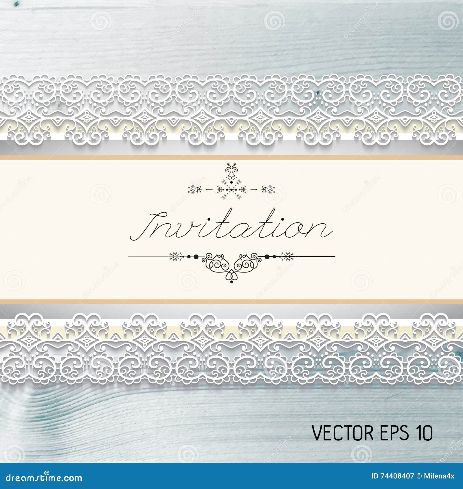 Vintage Invitation On A Realistic Wood Texture , Vector | CartoonDealer ...