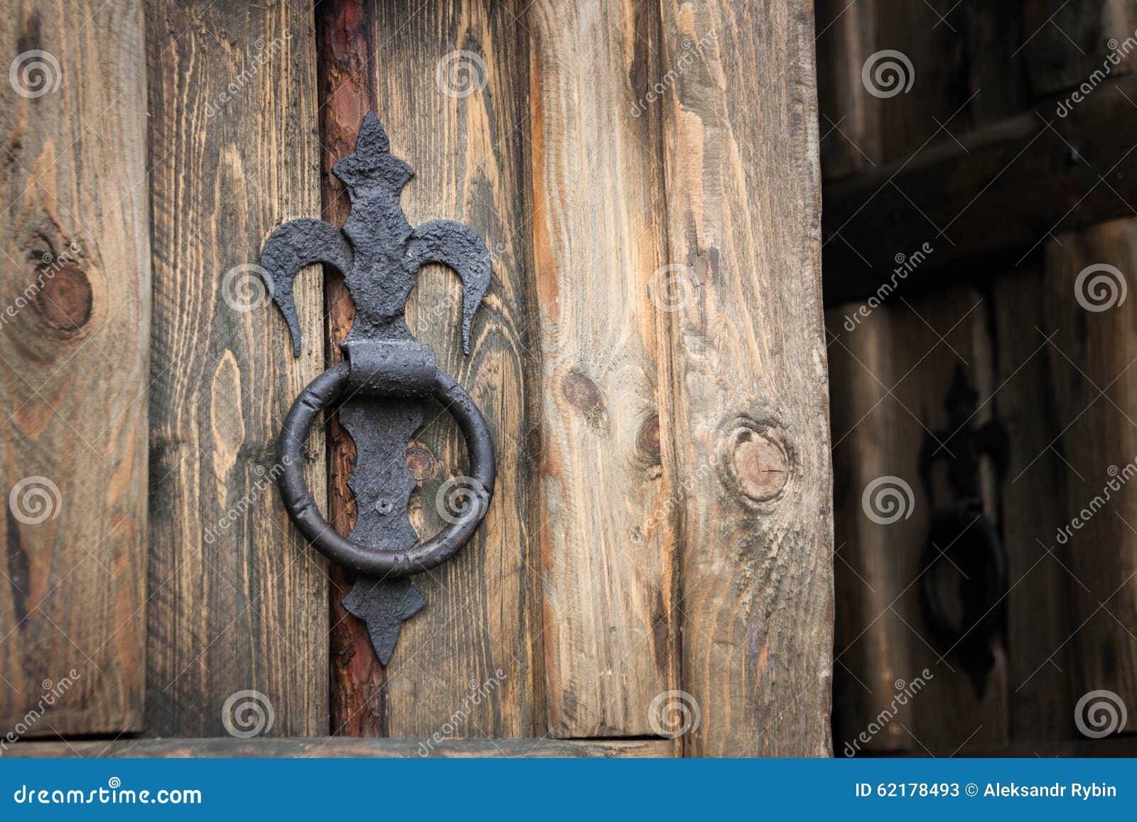 Vintage Iron Handle in the Form of a Ring Stock Image - Image of gate ...