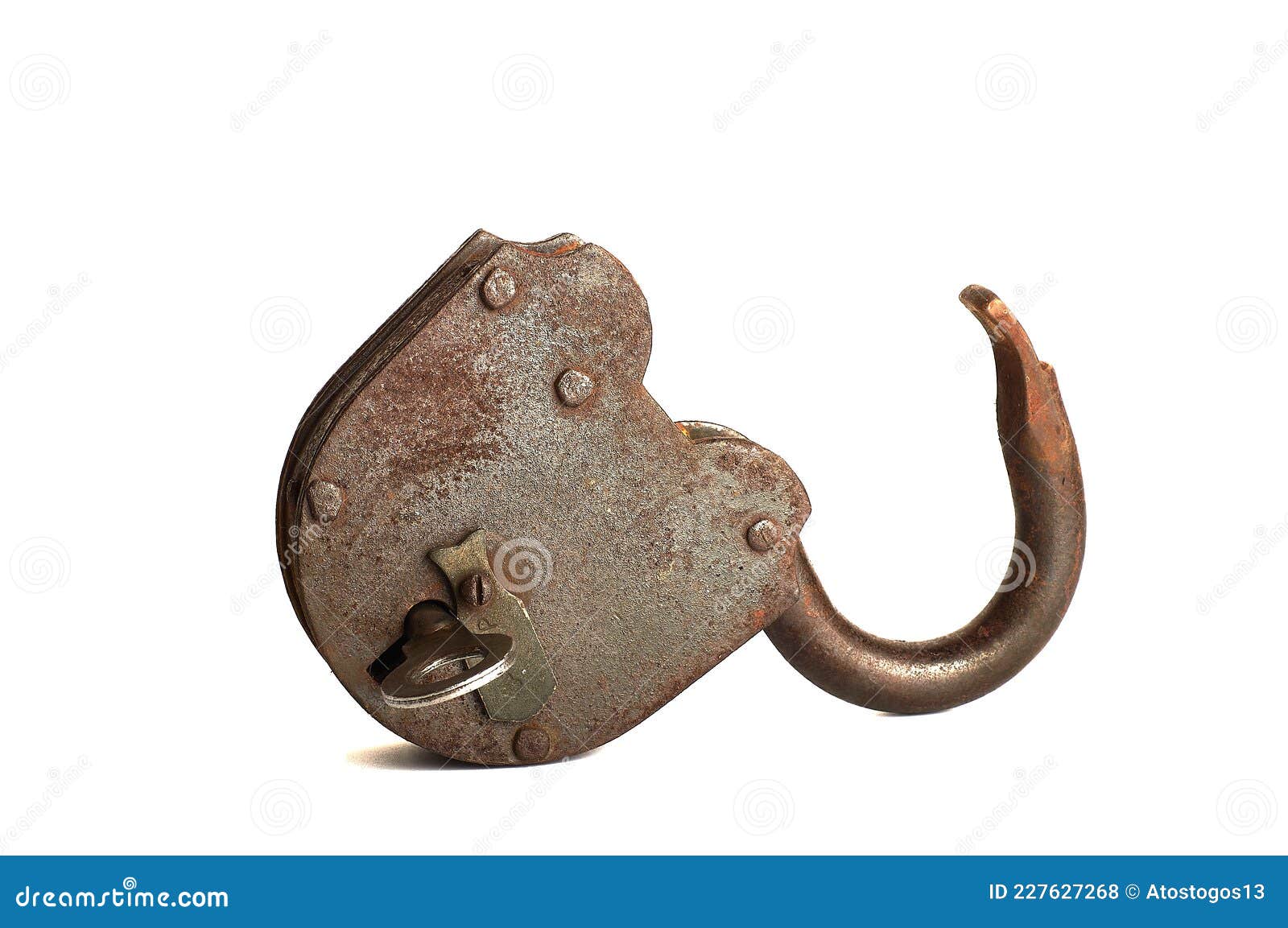 Vintage Iron Padlock with Key on White Background Stock Photo - Image ...