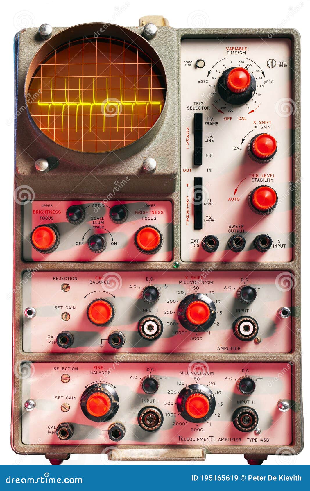 Vintage Isolated Oscilloscope Stock Image - Image of oscilloscope ...