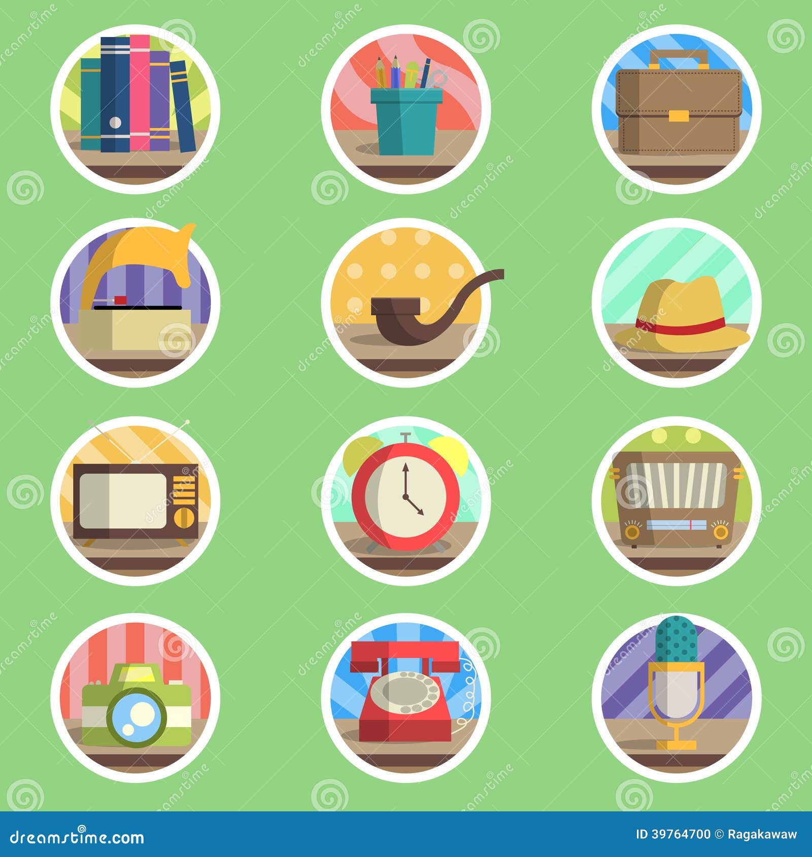 Vintage Item Flat Icon stock vector. Illustration of megaphone - 39764700