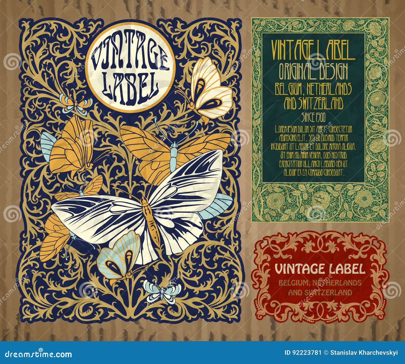 Vintage Items: Label Art Nouveau Stock Vector - Illustration of floral ...