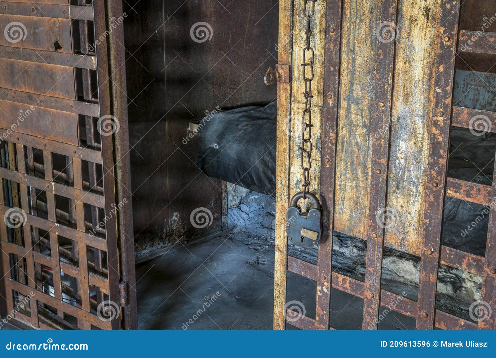 Vintage Jail Cell with Rusty Bars Stock Photo - Image of dirty, rusty ...