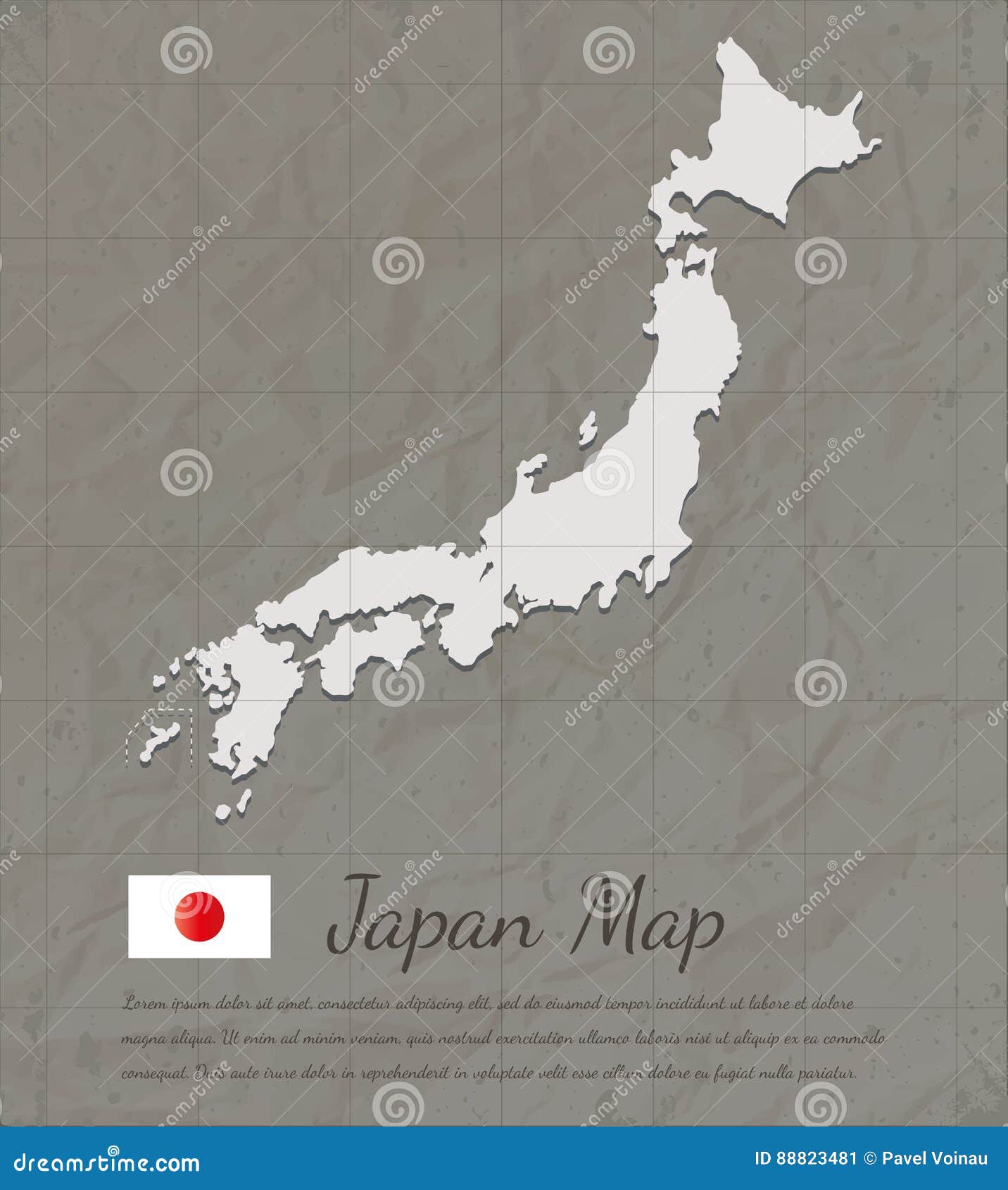 Vintage Japan Map. Paper Card Map Silhouette. Vector | CartoonDealer ...