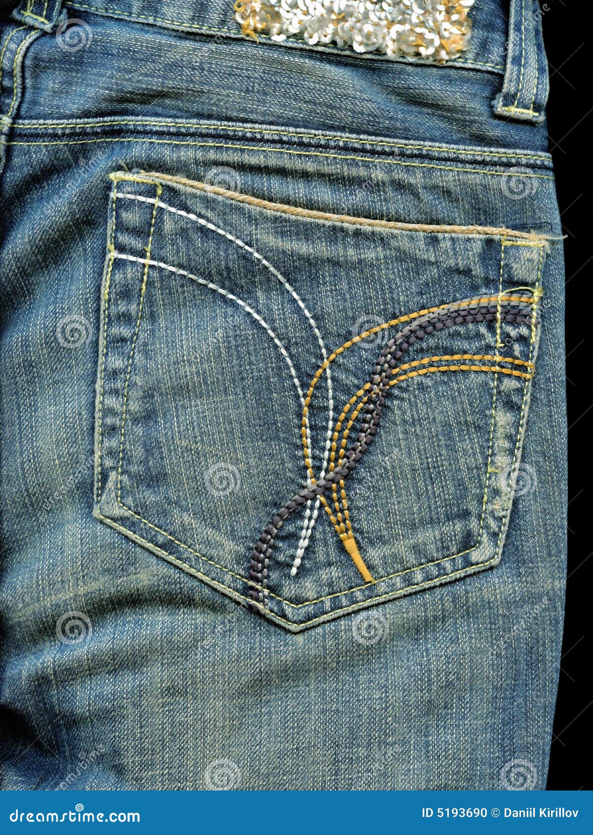 Vintage Jean Pocket with Pattern Stock Photo - Image of garment ...