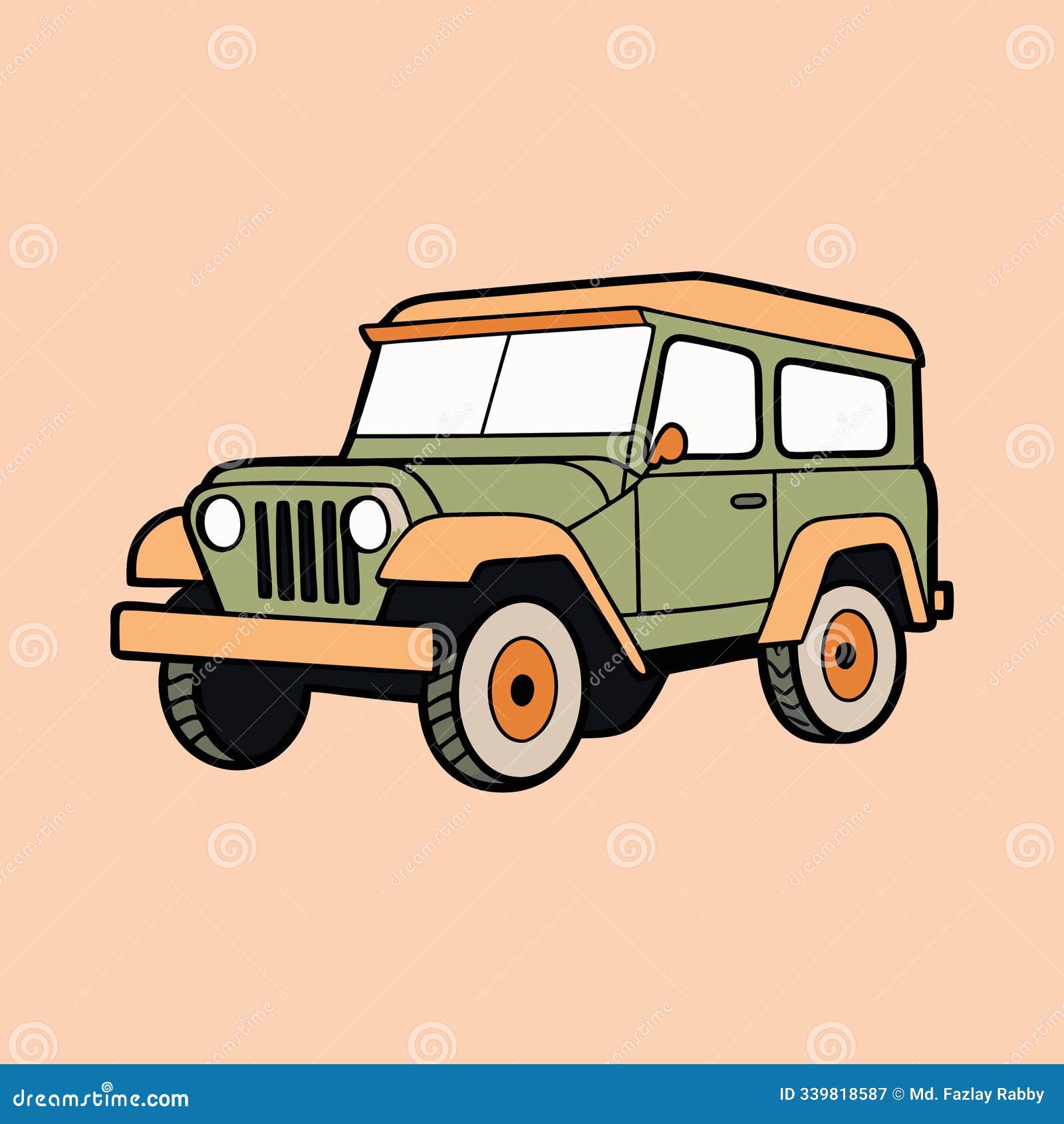 Vintage Background with Classic Jeep Vector Design Stock Illustration ...