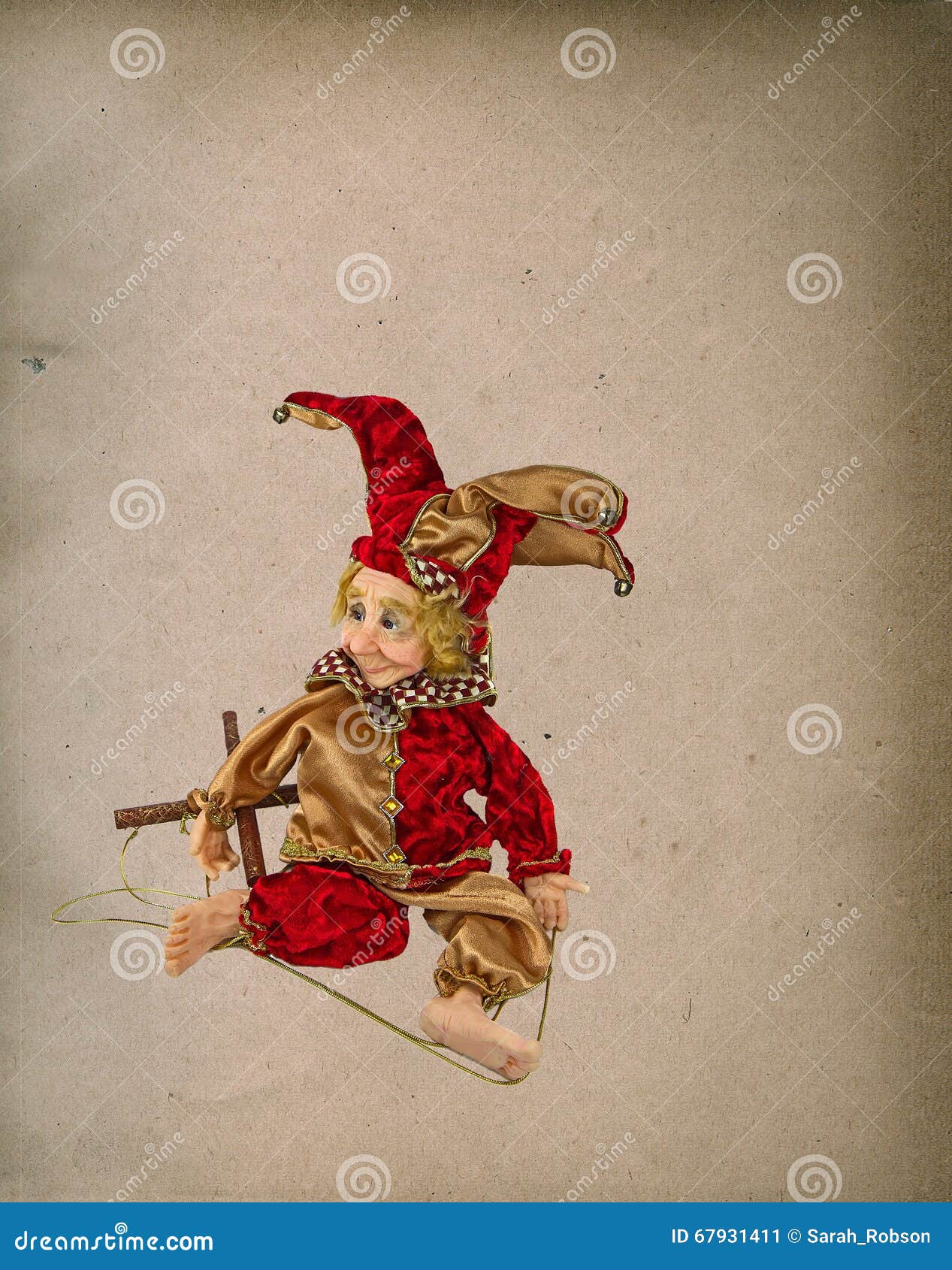 Vintage Jester Puppet on Grunge Paper Texture Background Stock Image ...