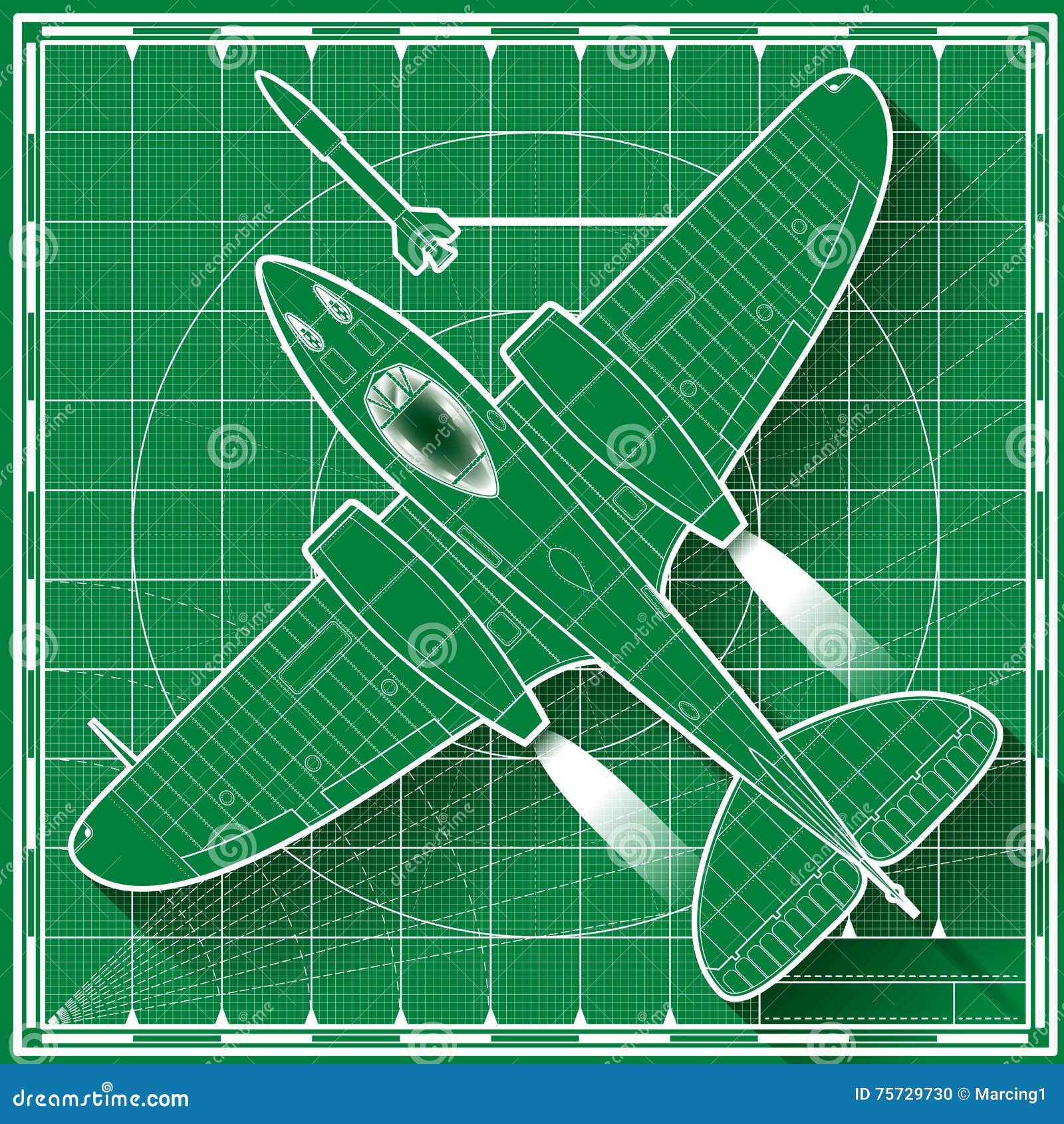 Vintage Jet Fighter Airplane Blueprint Stock Vector - Illustration of ...