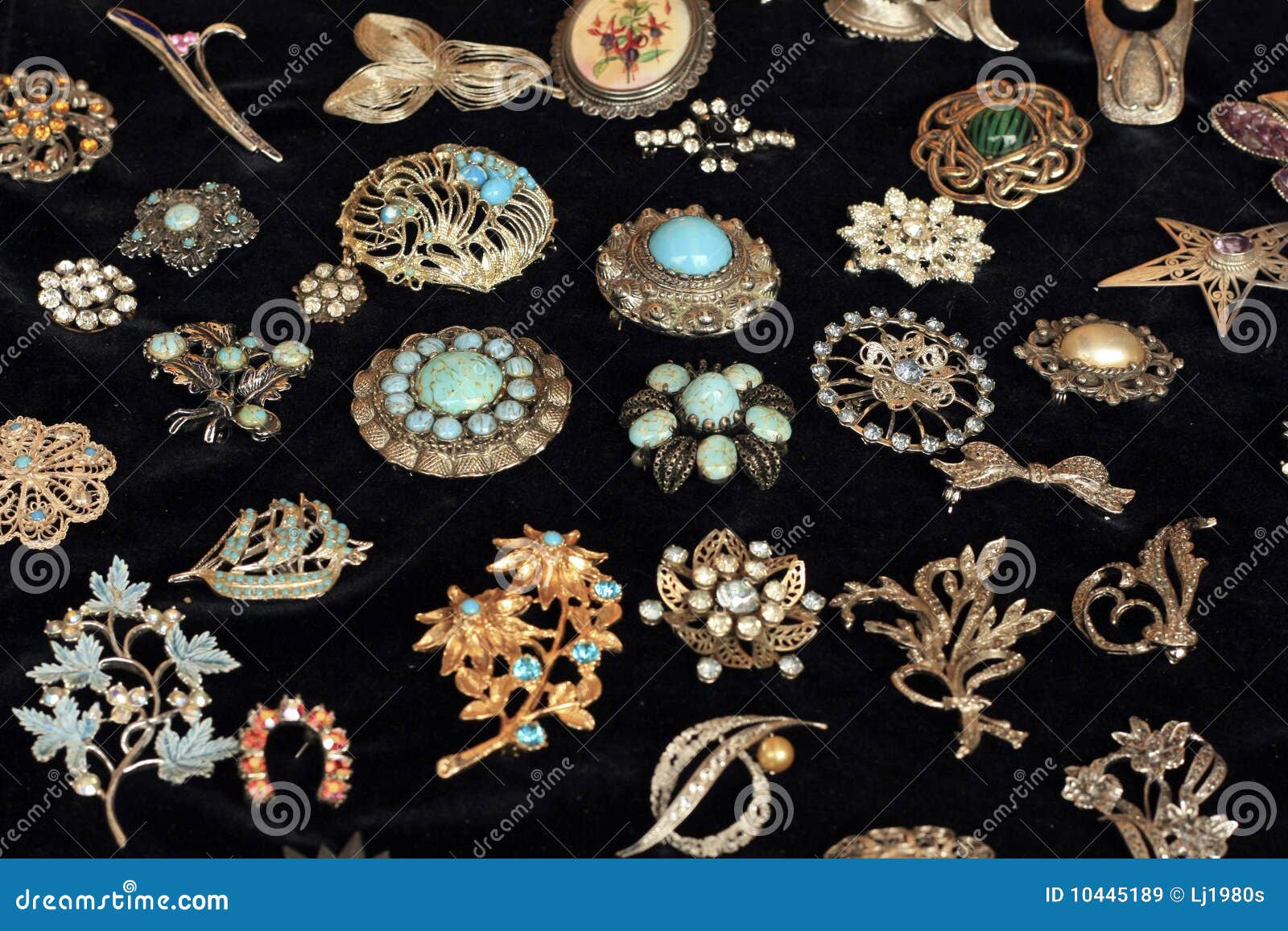 Vintage Jewellery on Black stock image. Image of costume - 10445189