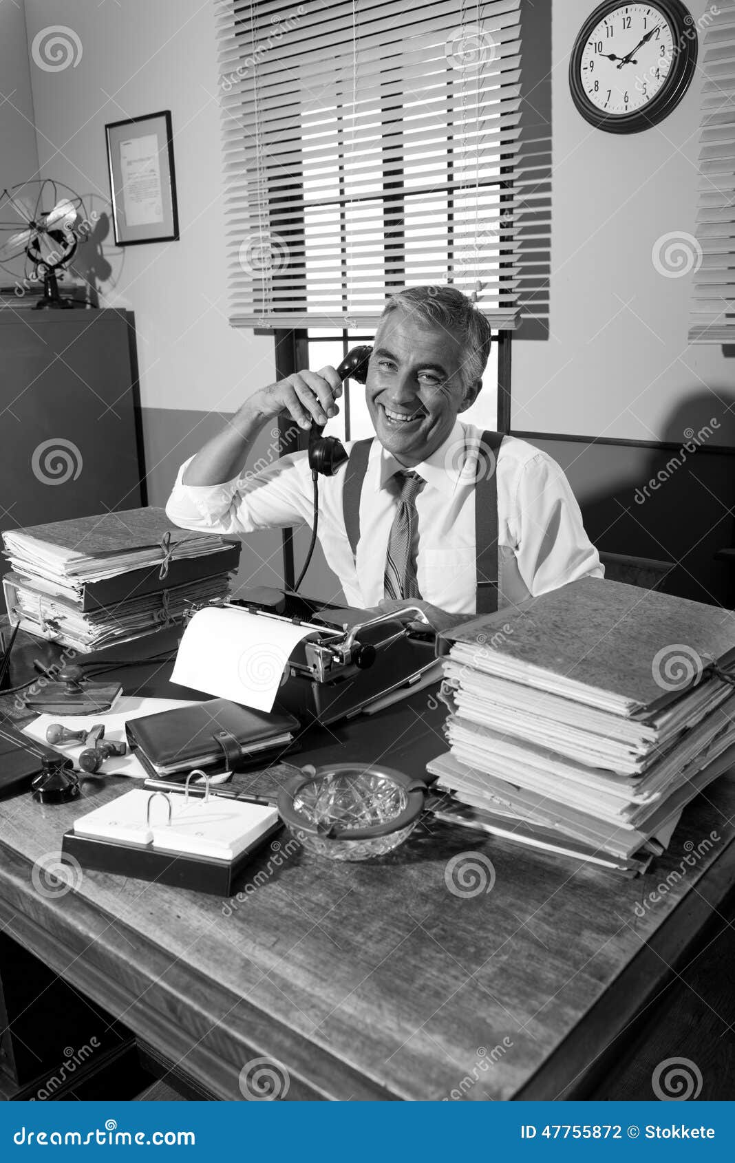 Vintage Journalist on the Phone Stock Photo - Image of handsome ...