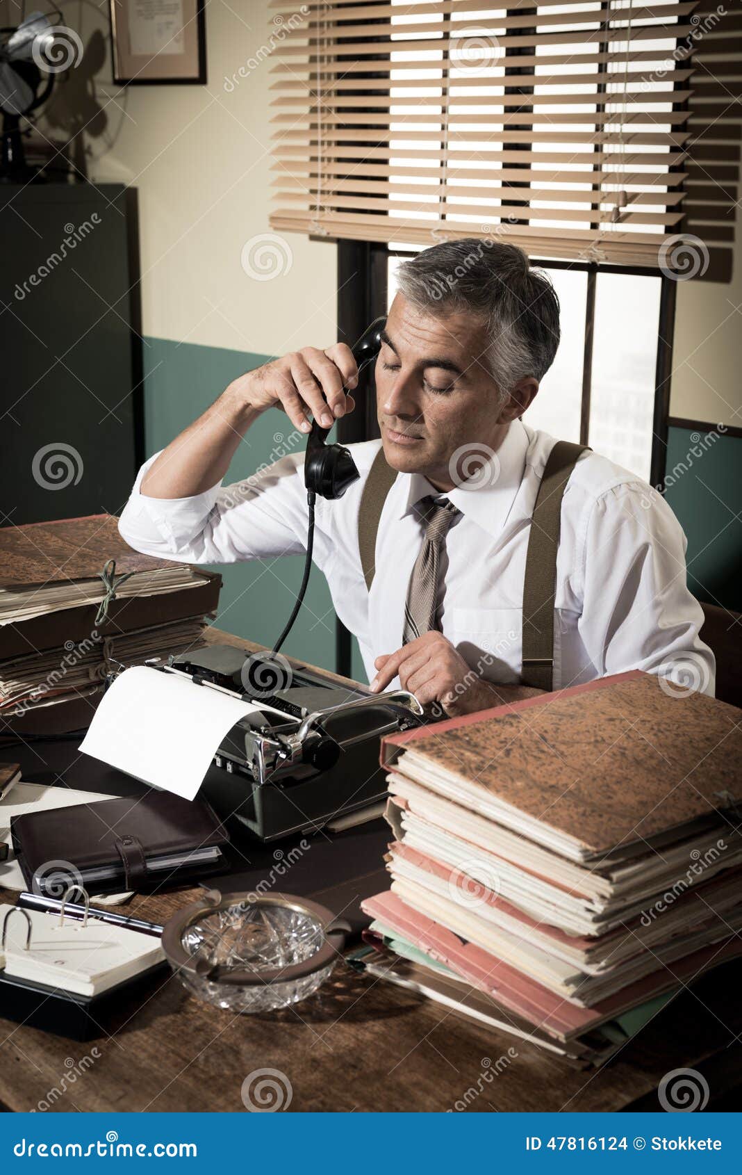 Vintage Journalist on the Phone Stock Photo - Image of style, phone ...