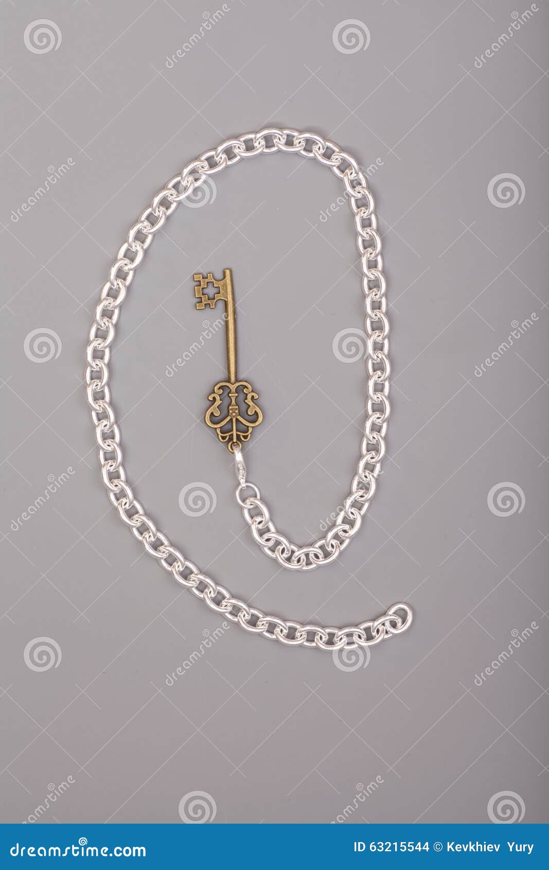 Vintage Key with chain stock photo. Image of antique - 63215544
