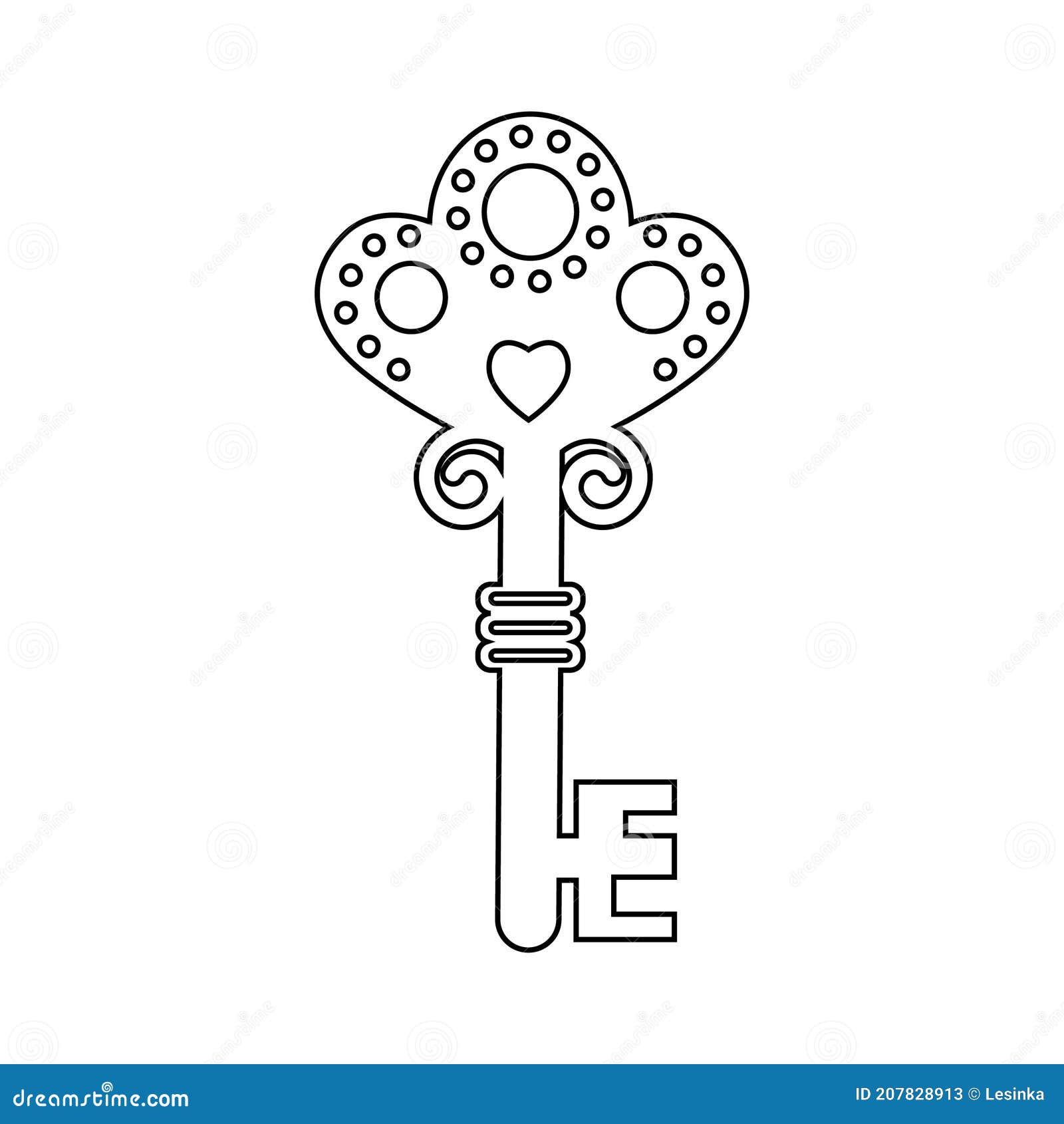 Vintage key contour stock vector. Illustration of retro - 207828913