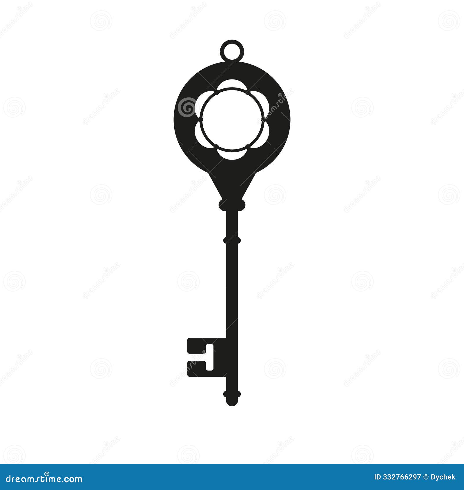Vintage Key Icon. a Simple Flat Vector Illustration on a White ...