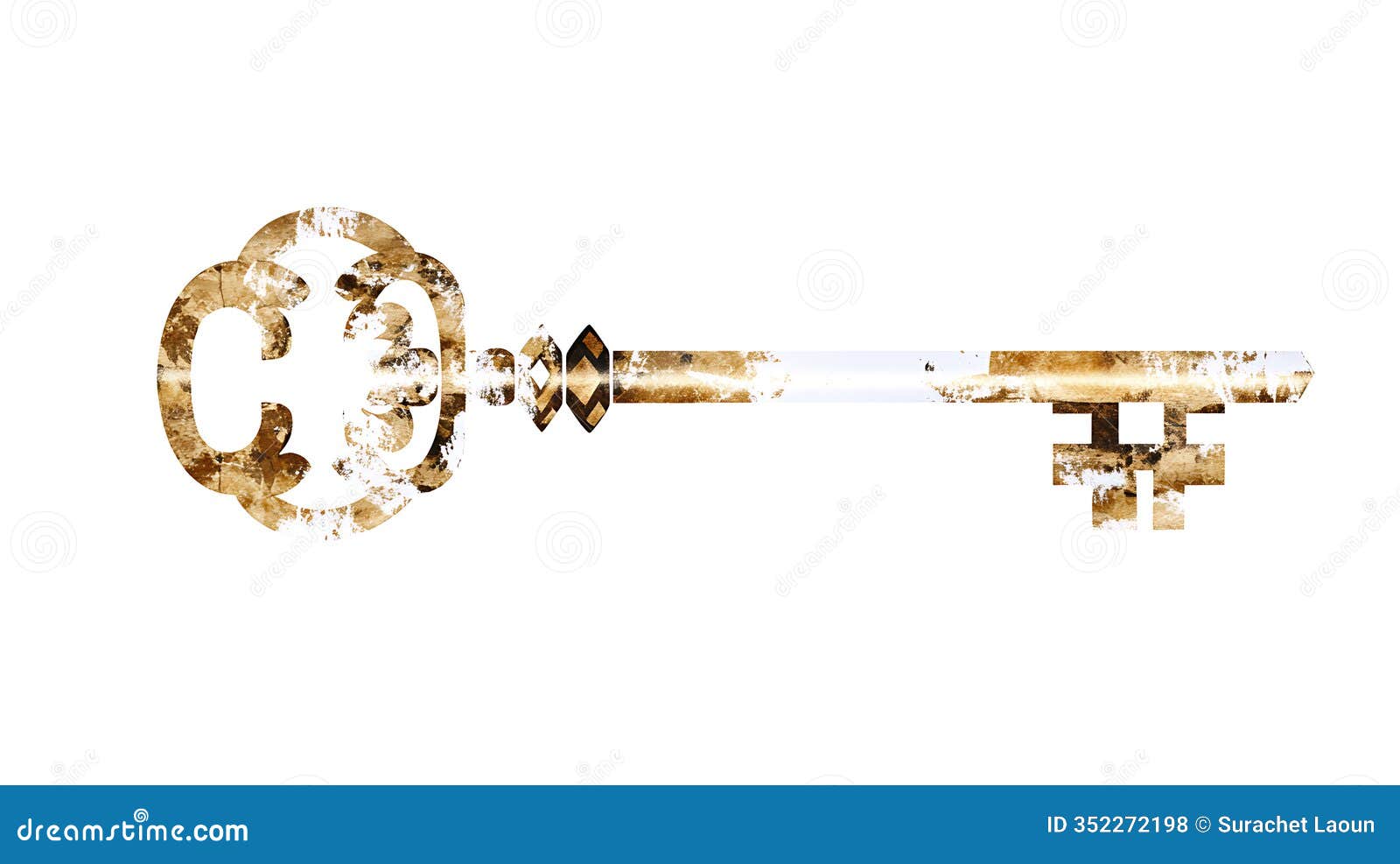 Vintage Key with Minimalist Design, Featuring Tribal Inspired Elements ...