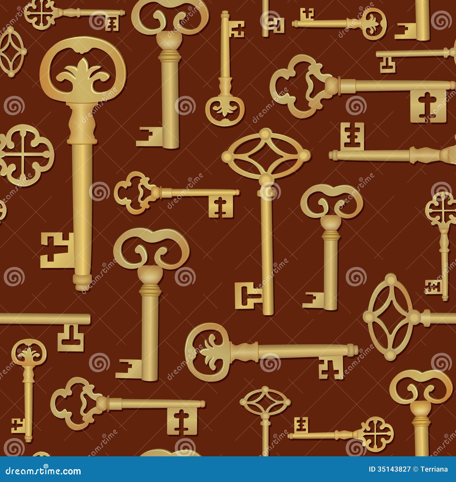 Vintage Key Seamless Background. Stock Illustration - Illustration of ...