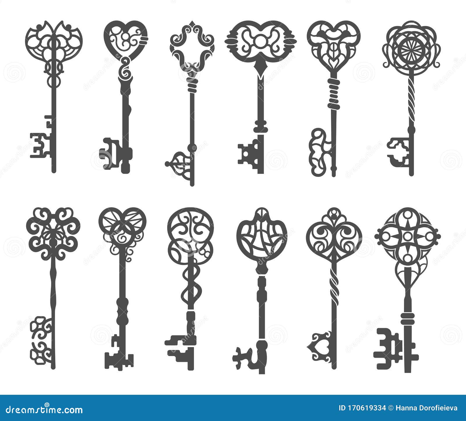 Vintage Key Silhouette or Victorian Skeleton Key Stock Vector ... Vintage Key Silhouette or Victorian Skeleton Key Stock Vector ...