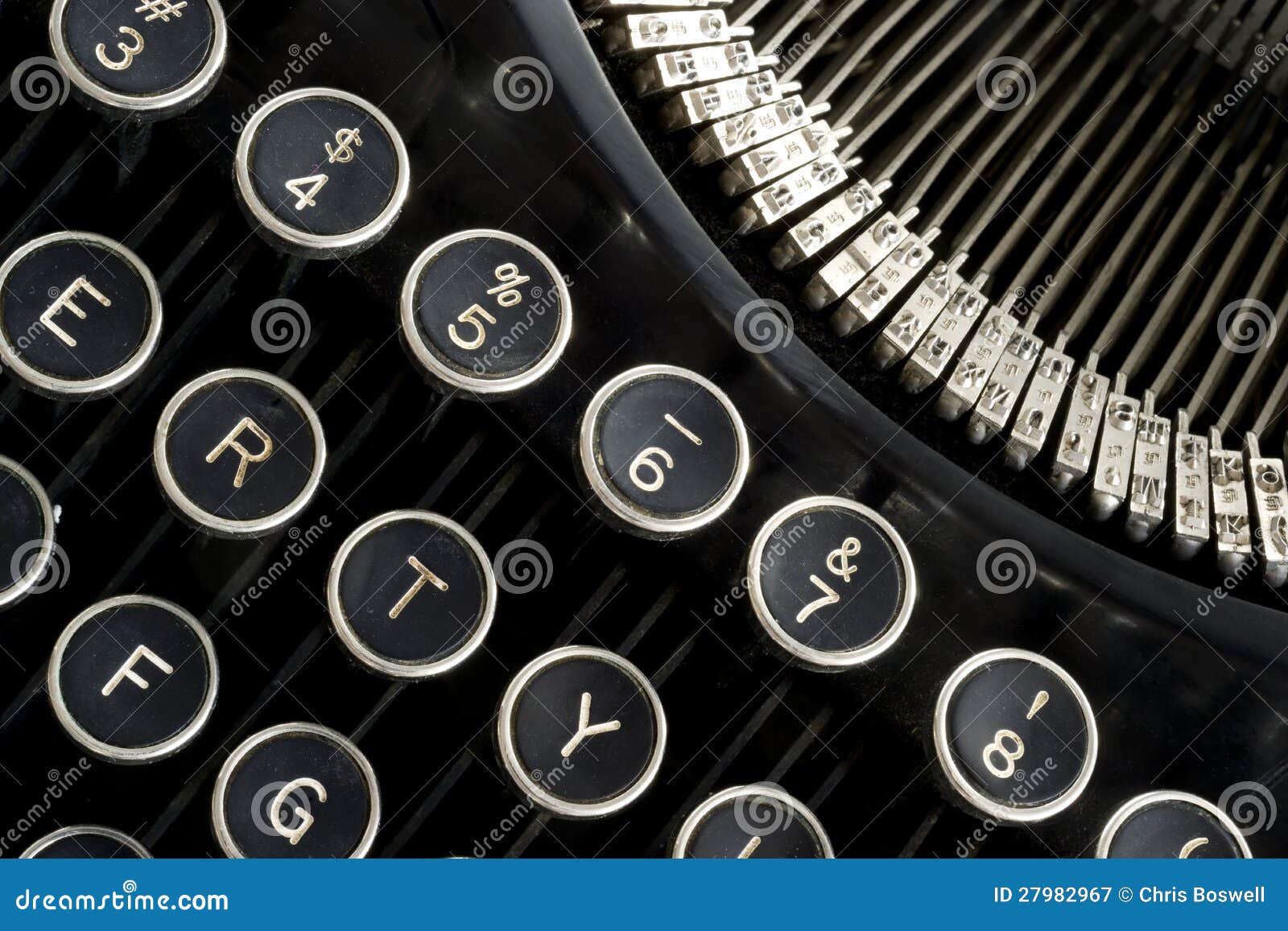 Vintage Typewriter Machine Keyboard Close Up Stock Image - Image of ...
