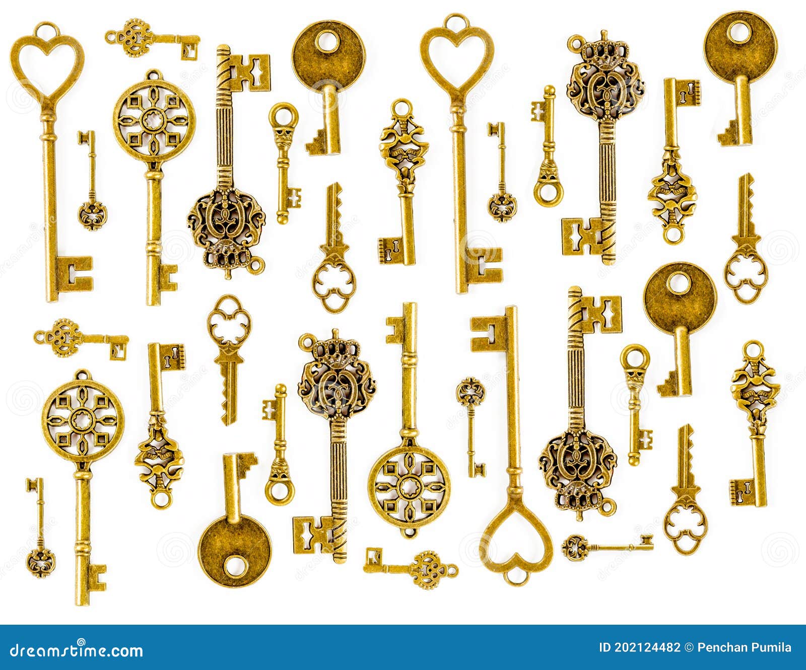 Vintage Keys Collection Isolated on White Stock Photo - Image of home ...