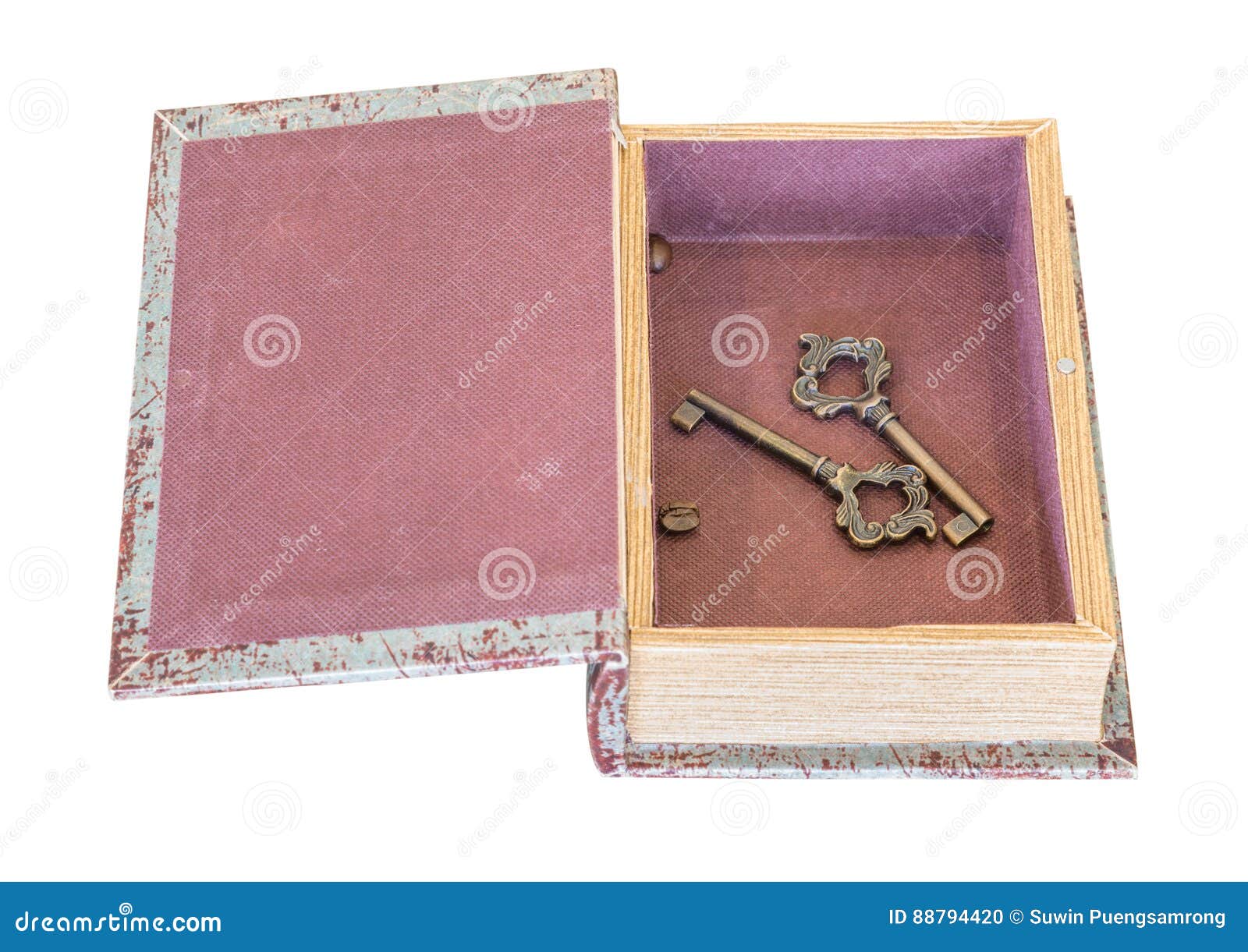 Vintage Keys Inside Old Box Isolated on White Background Stock Photo ...