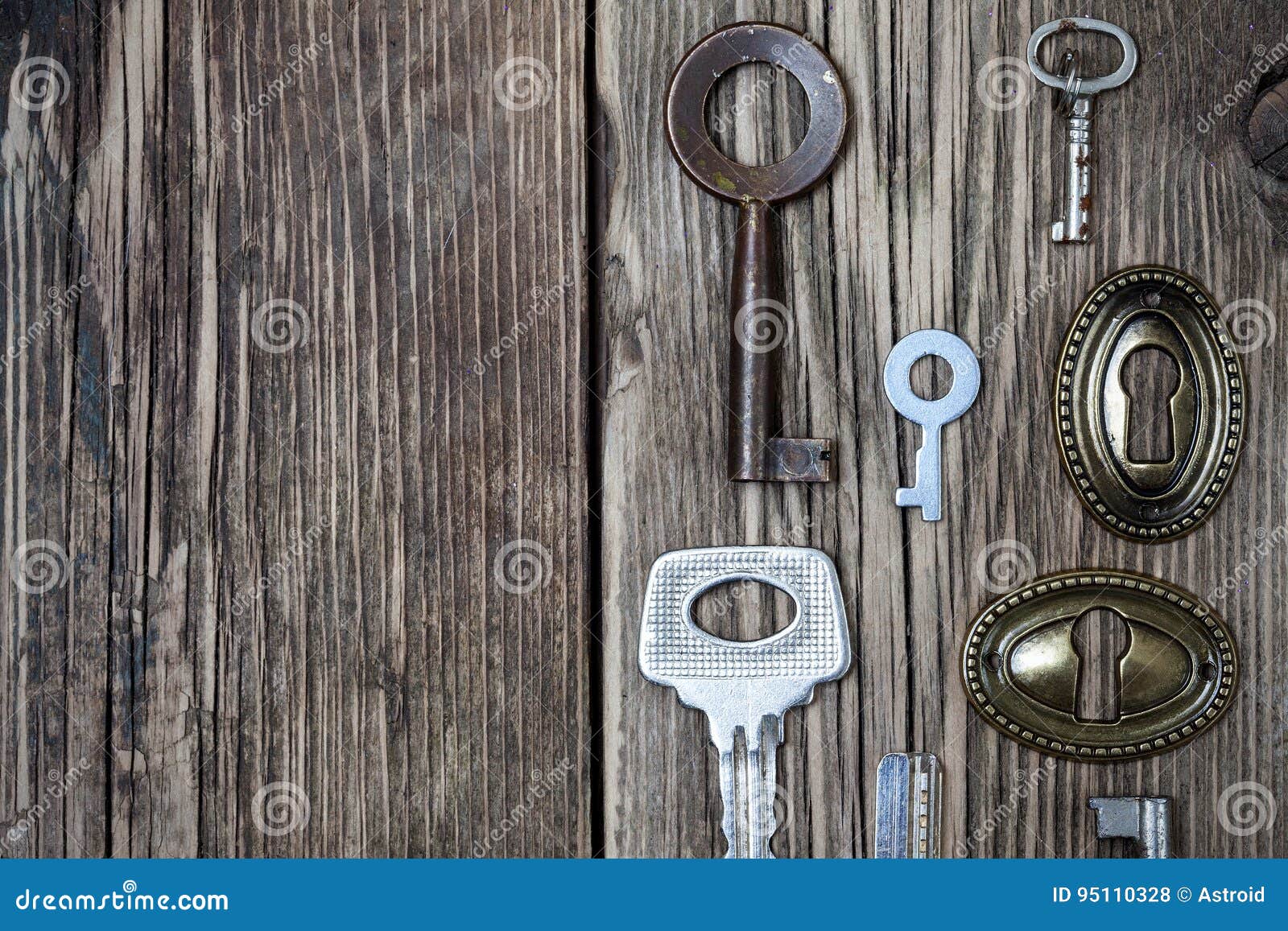 Vintage keys and keyholes stock photo. Image of historical - 95110328