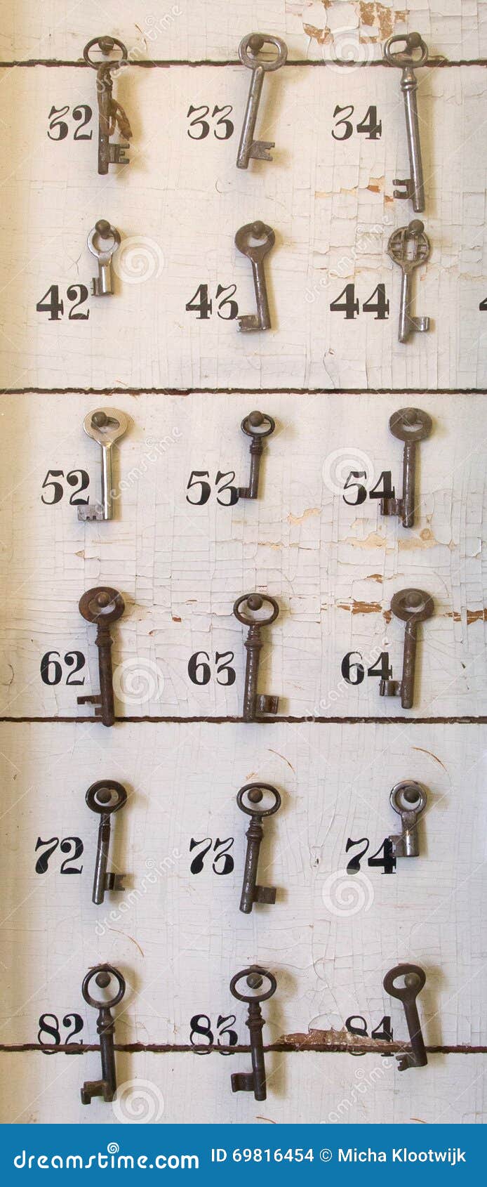 Vintage keys with numbers stock photo. Image of iron - 69816454