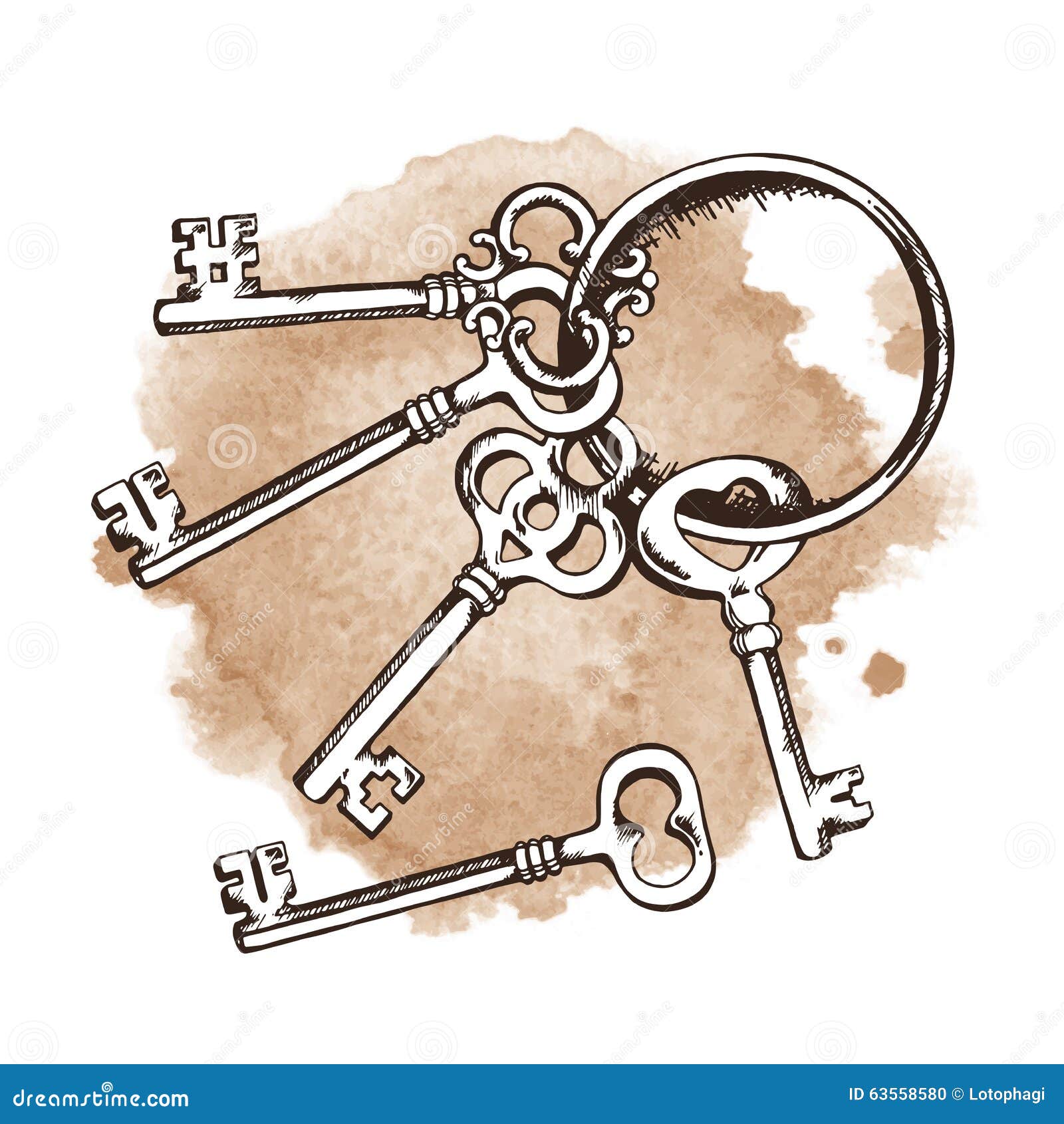 Set Of Vintage Keys And Locks. Vector Illustration Cartoon Padlock ...