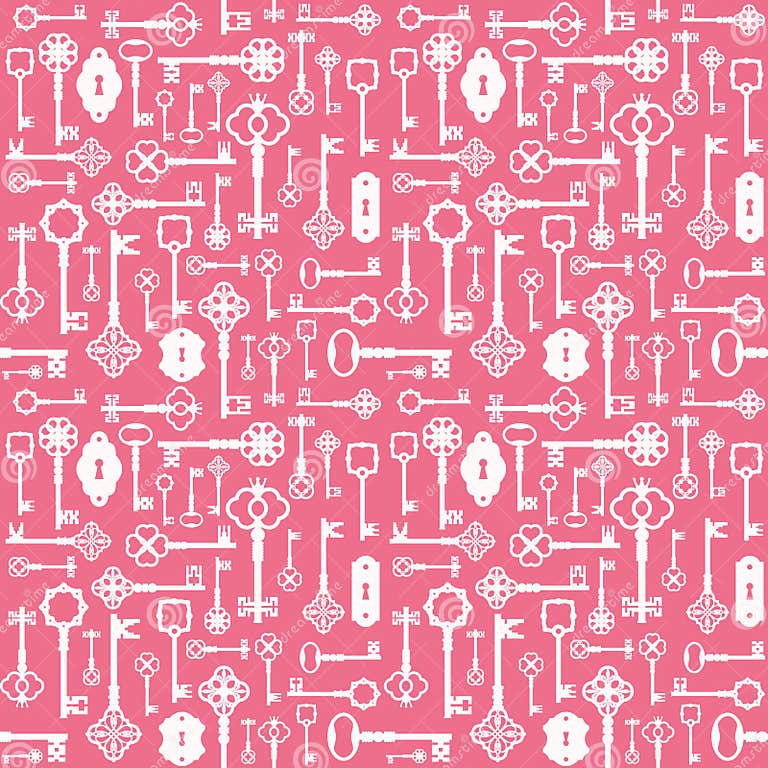 Vintage Keys Pattern Background. for Print and Web Stock Illustration ...