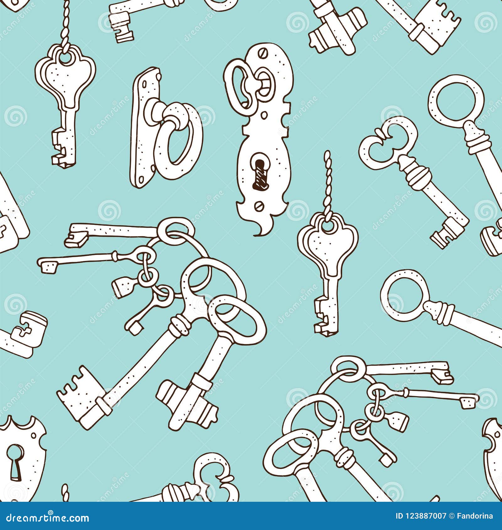 Vintage Keys Seamless Background Stock Vector - Illustration of graphic ...
