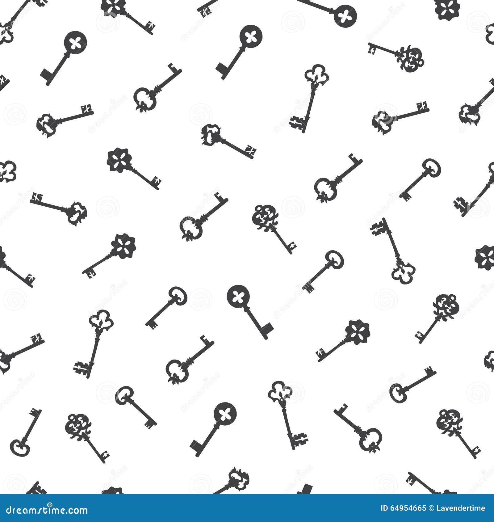 Vintage Keys Simple Vector Seamless Pattern Stock Vector - Illustration ...