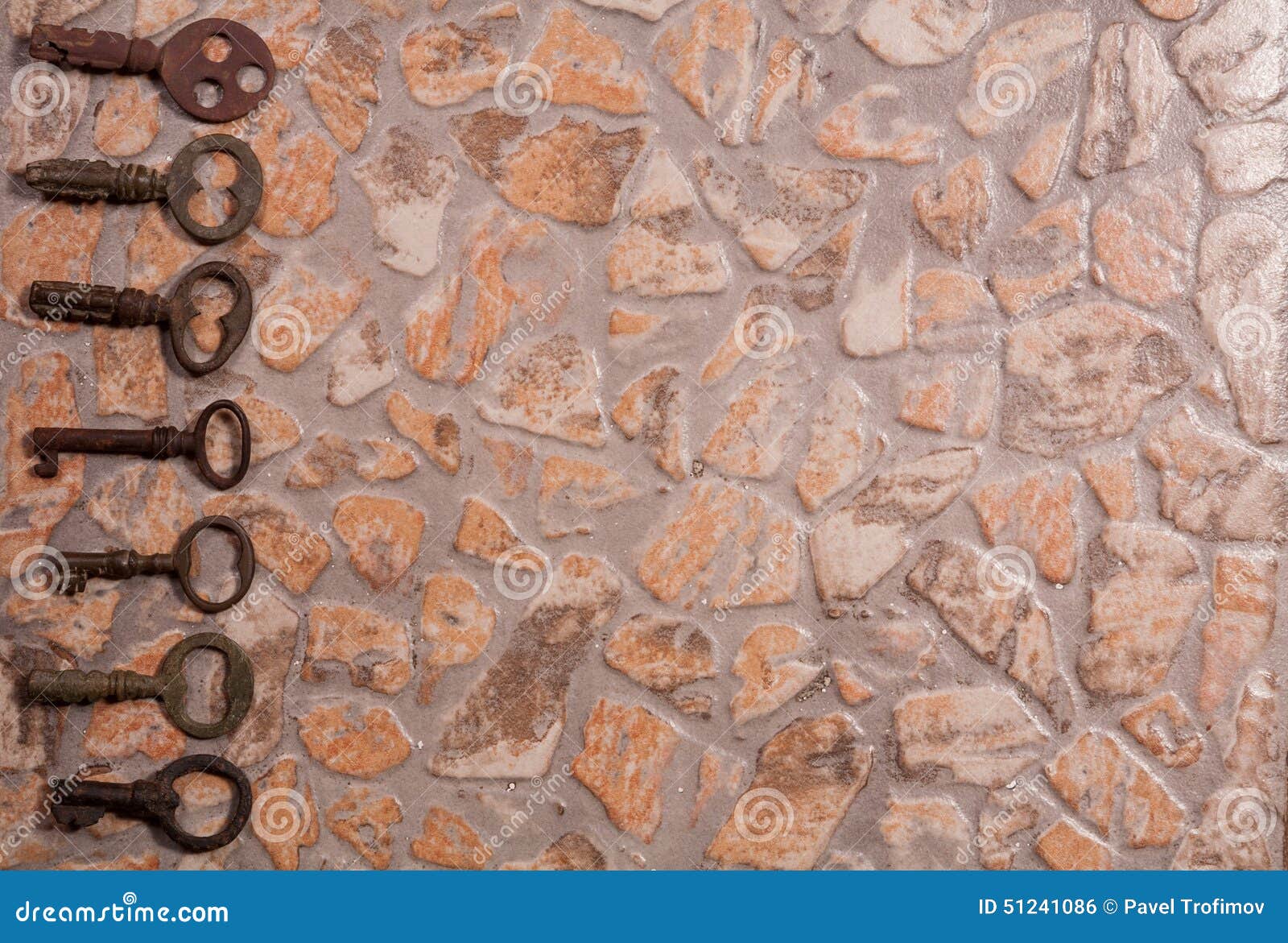 Vintage Keys on the Stone Floor Stock Photo - Image of blank, close ...