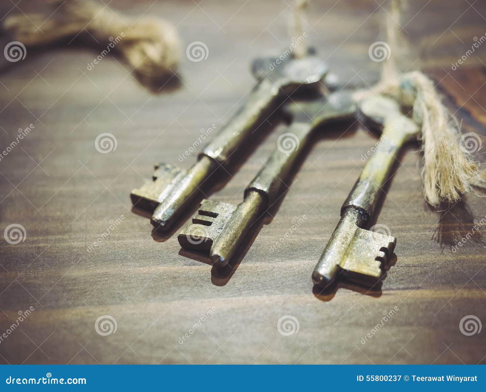 Vintage Keys on Wooden Table Stock Image - Image of privilege, keys ...
