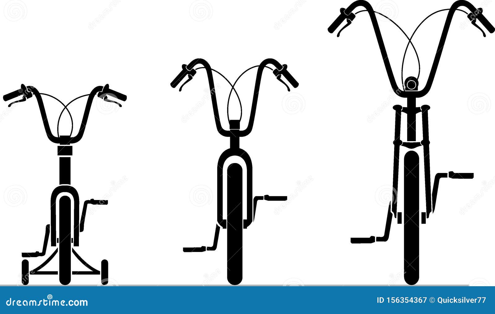 Vintage Kids Bicycle, Front View Stock Illustration - Illustration of ...