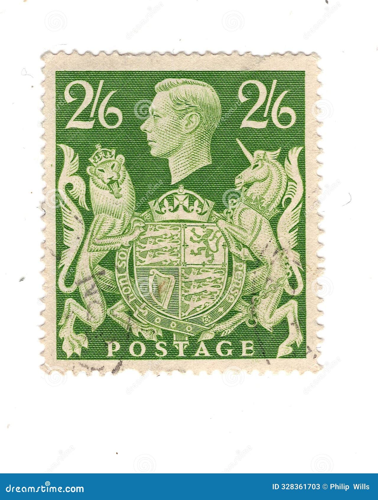 Vintage King George VI Postage Stamp from Great Britain. Editorial ...
