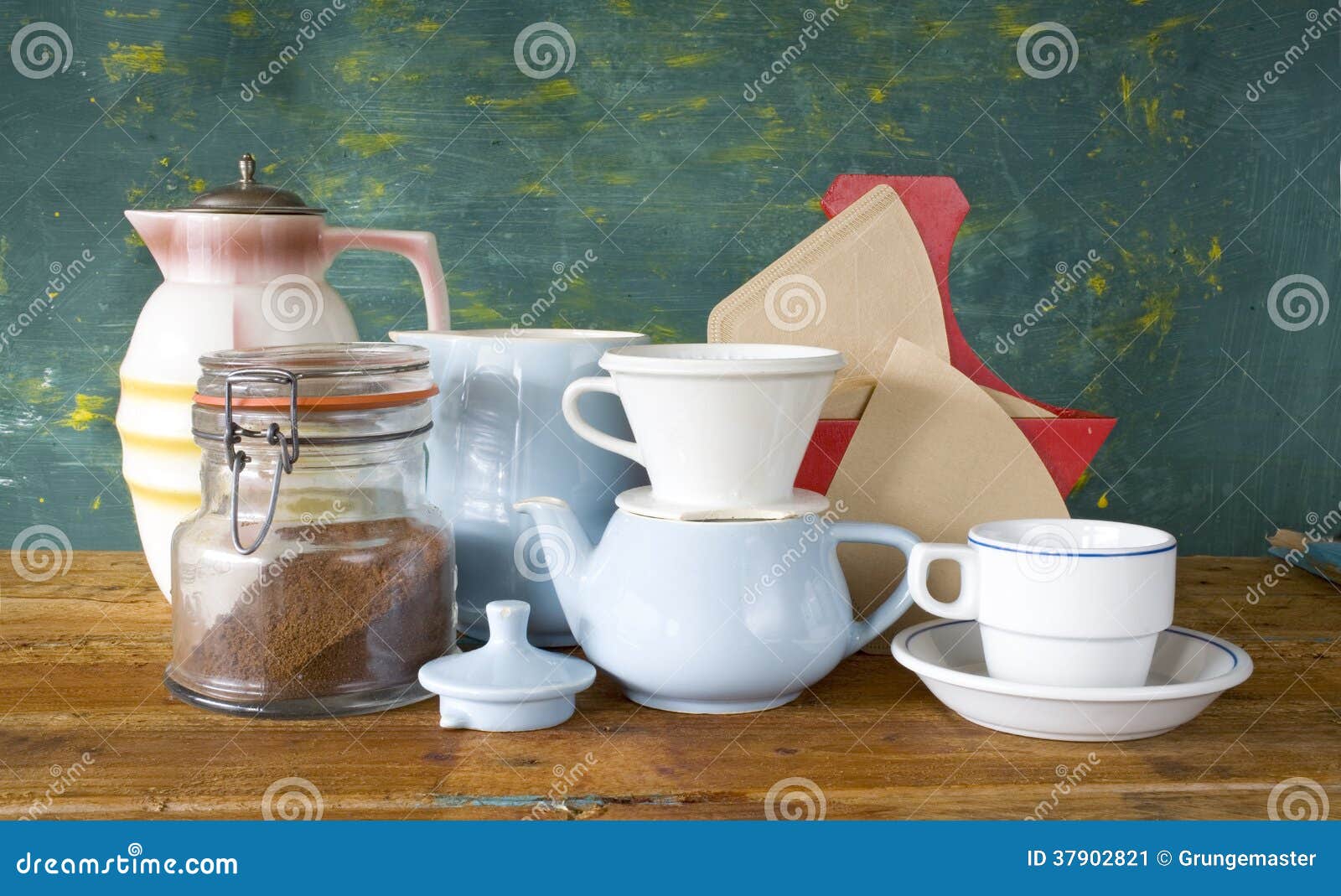 Vintage Kitchen Coffee Utensils Stock Image - Image of coffee, filter ...